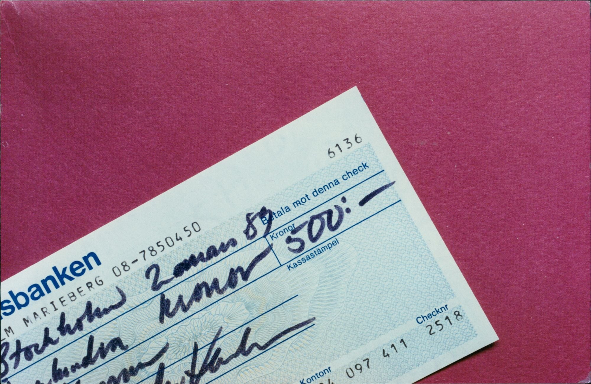 Bank cheque - Vintage Photograph