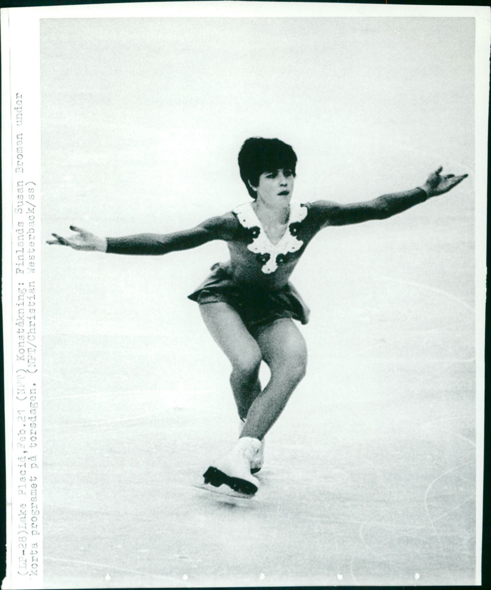 Finnish Figure Skater Susan Broman. - Vintage Photograph