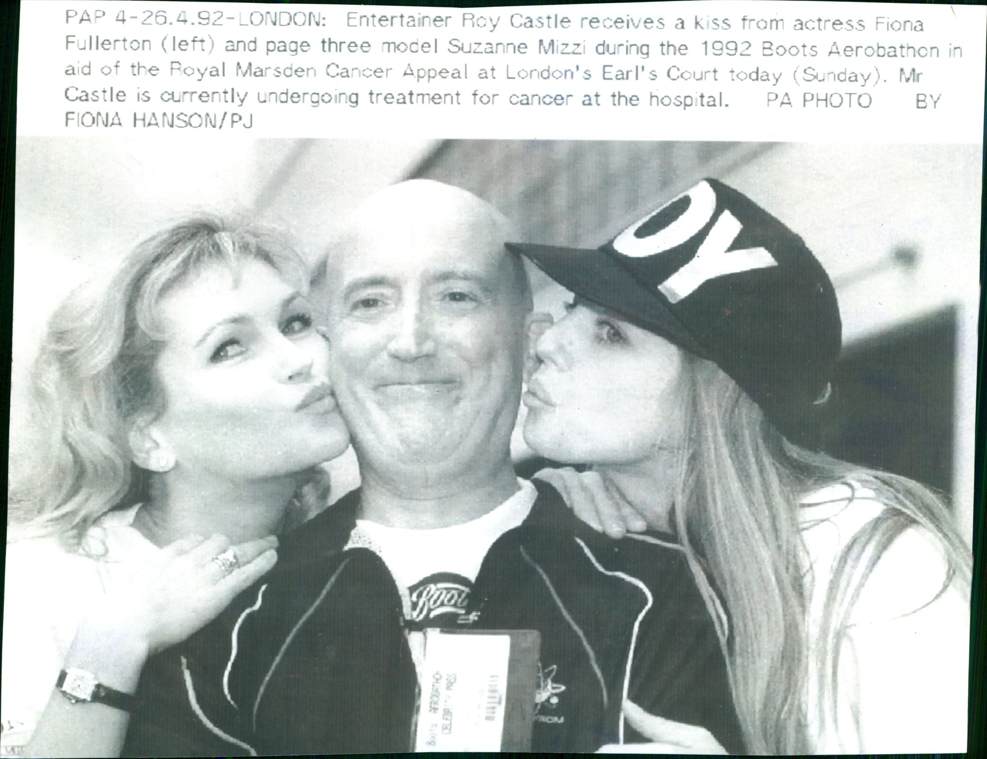 Roy Castle, Actress Fiona Fullerton and page three model Suzanne Mizzi