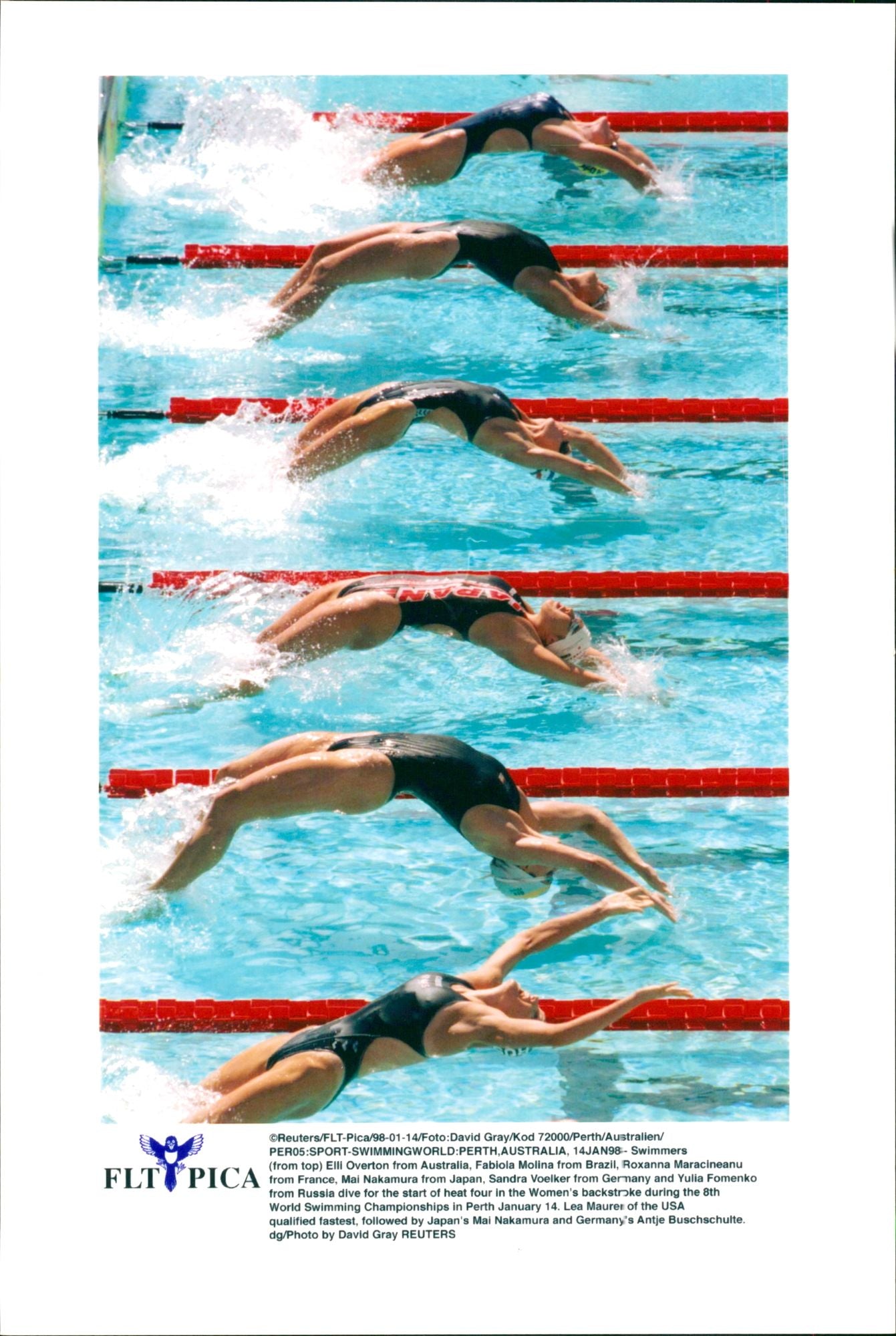 Swimmers (from top) Elli Overton, Fabiola Molina, Roxanna Maracineanu,