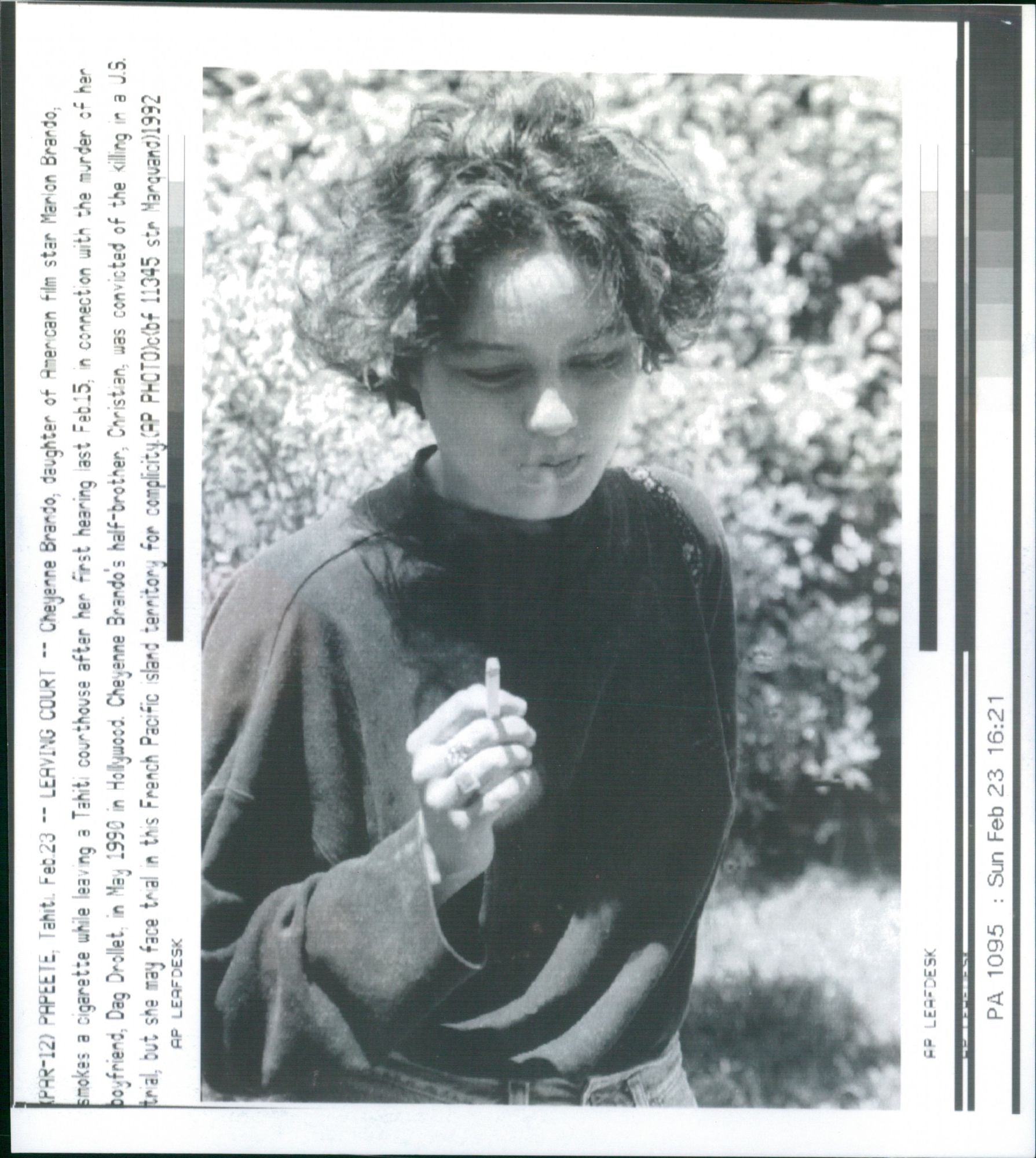 Cheyenne Brando, daughter of American film star Marlon Brando leaving