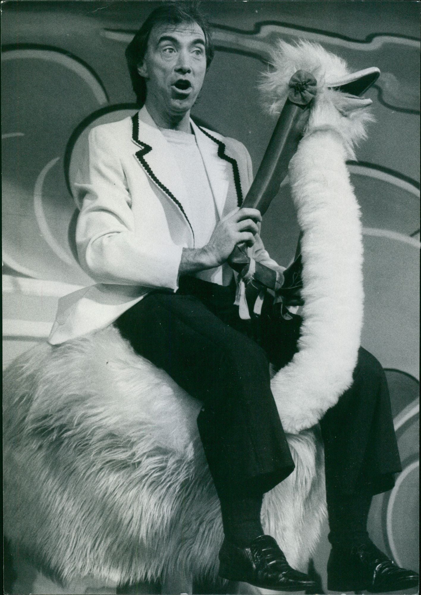 Bernie Clifton with his ostrich Oswald - Vintage Photograph