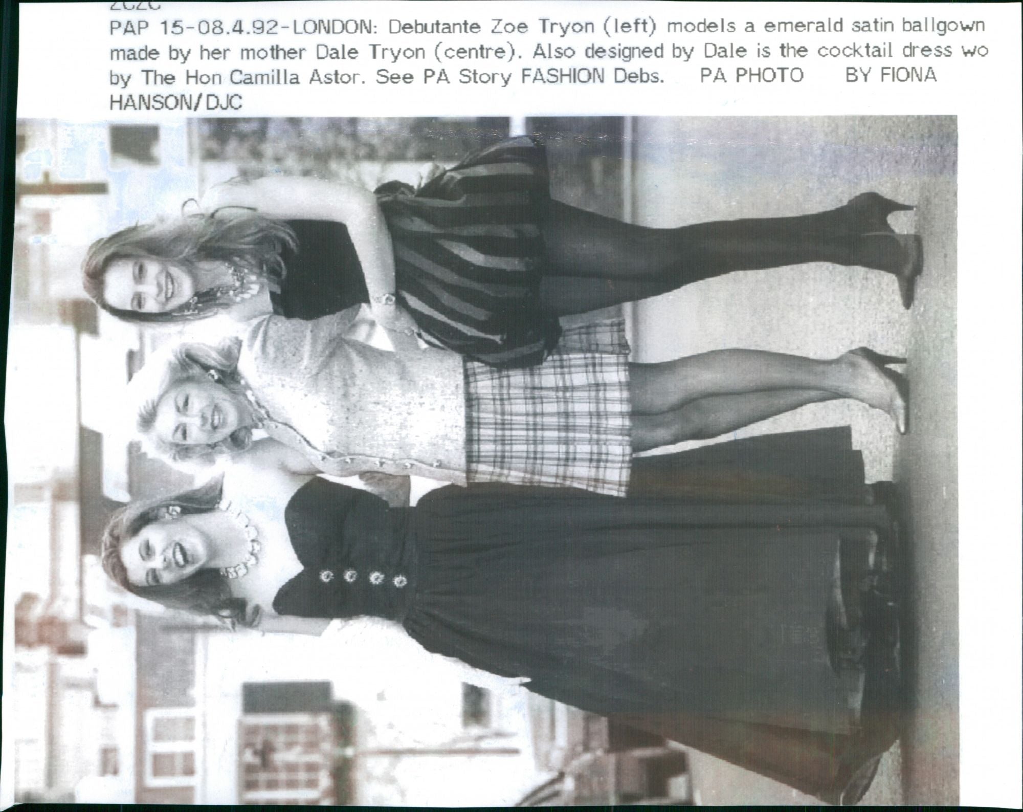 Zoe Tryon with her mother Lady Tryon and Hon. Camilla Astor. - Vintage