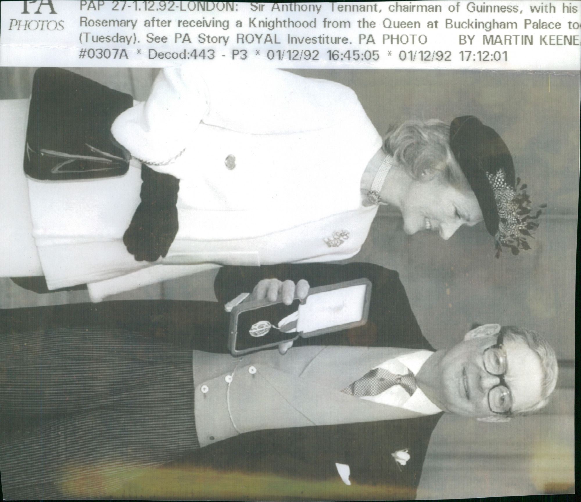 Sir Anthony Tennant and his wife, Rosemary. - Vintage Photograph