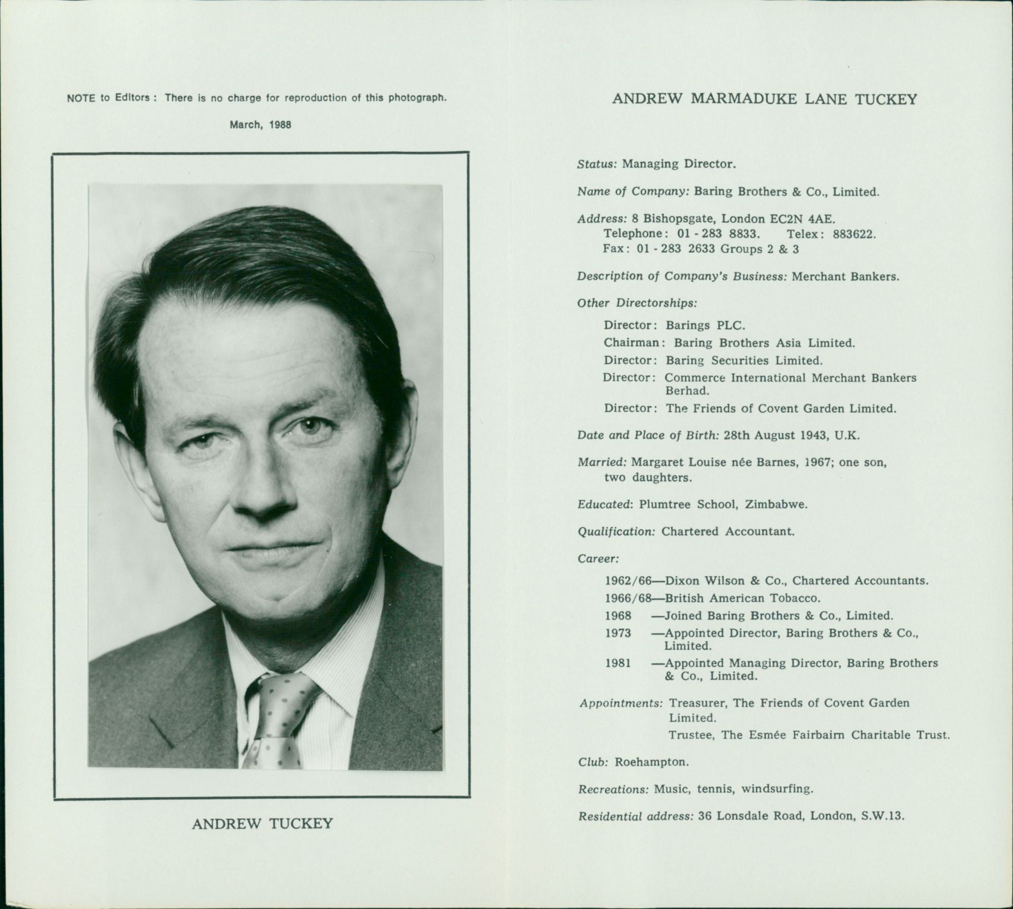 Andrew Tuckey - Vintage Photograph