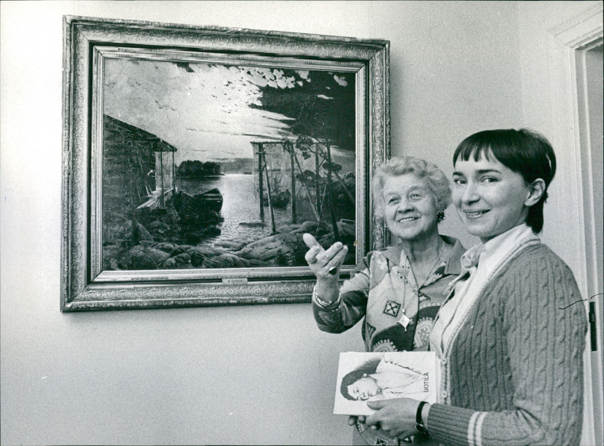 Professor Aune Lindström with Marja Supinen - Vintage Photograph
