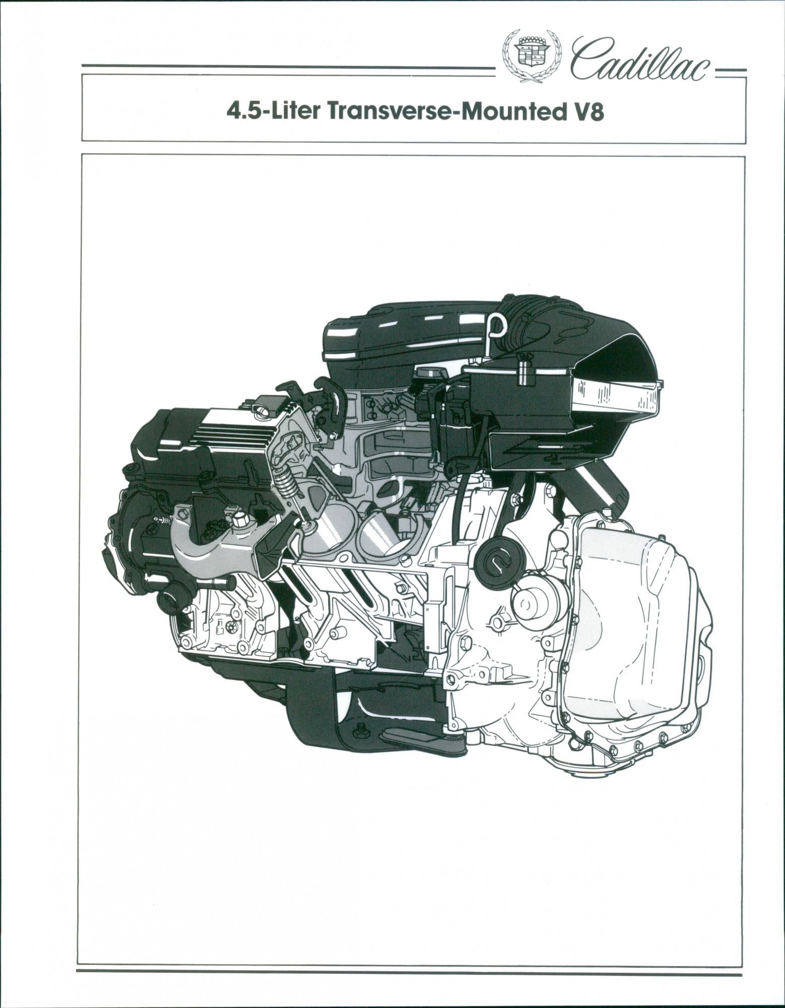 Cadillac 4.5 liter transverse mounted V8 engine - Vintage Photograph