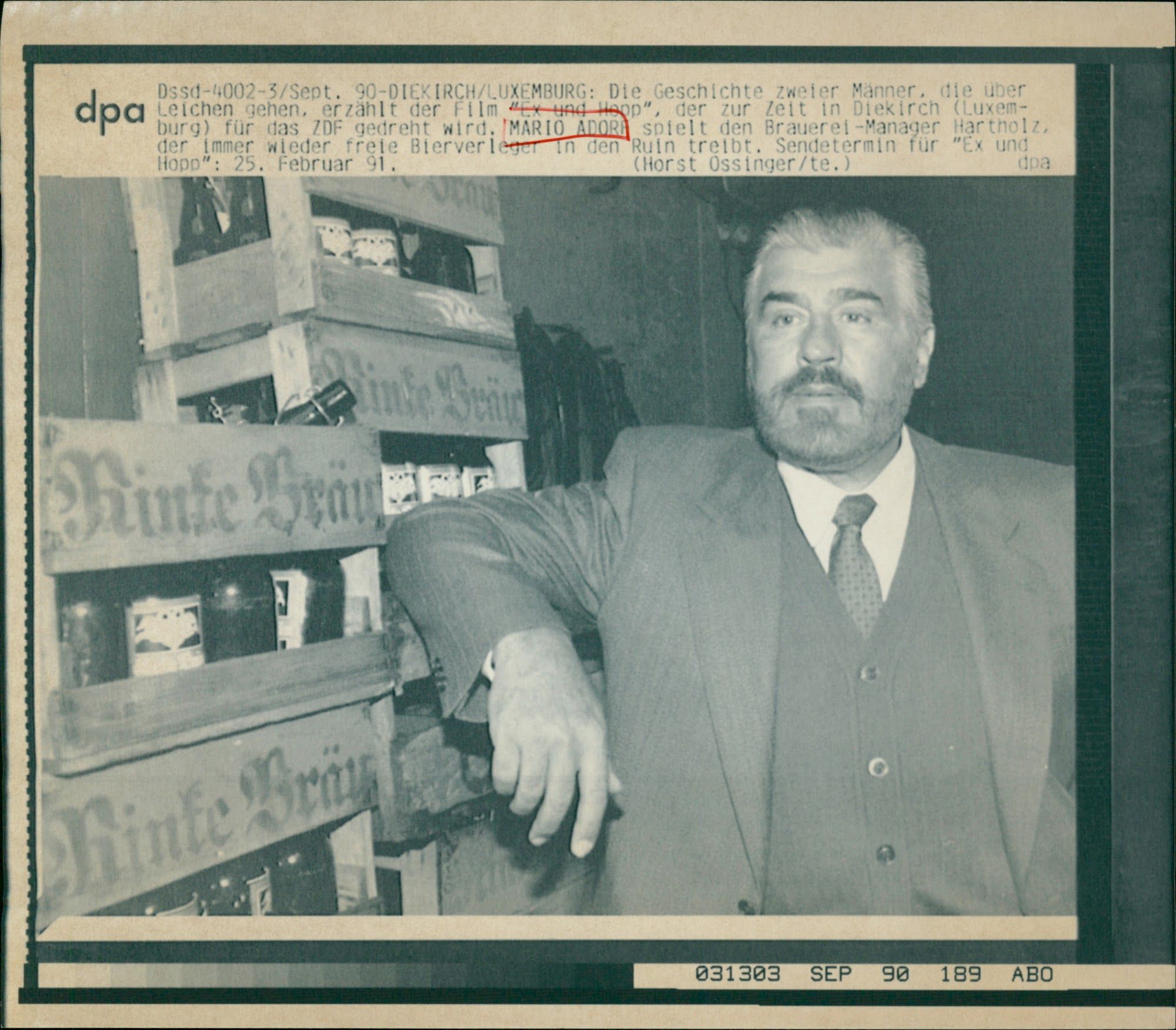 Mario Adorf in "Ex and Hopp" 1990 - Vintage Photograph