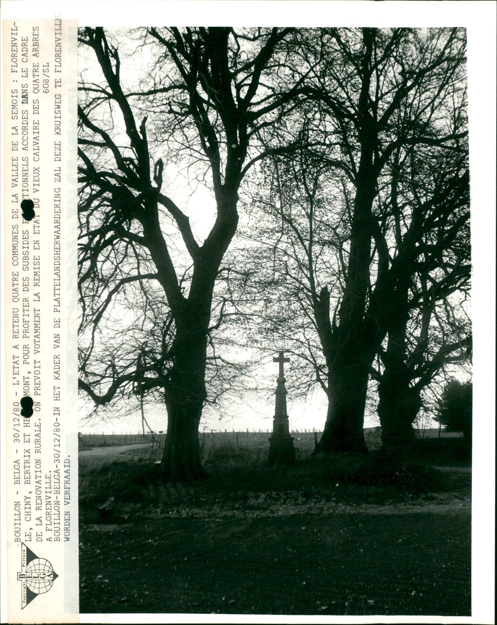 '4 Trees' calvary at Florenville - 1980 - Vintage Photograph