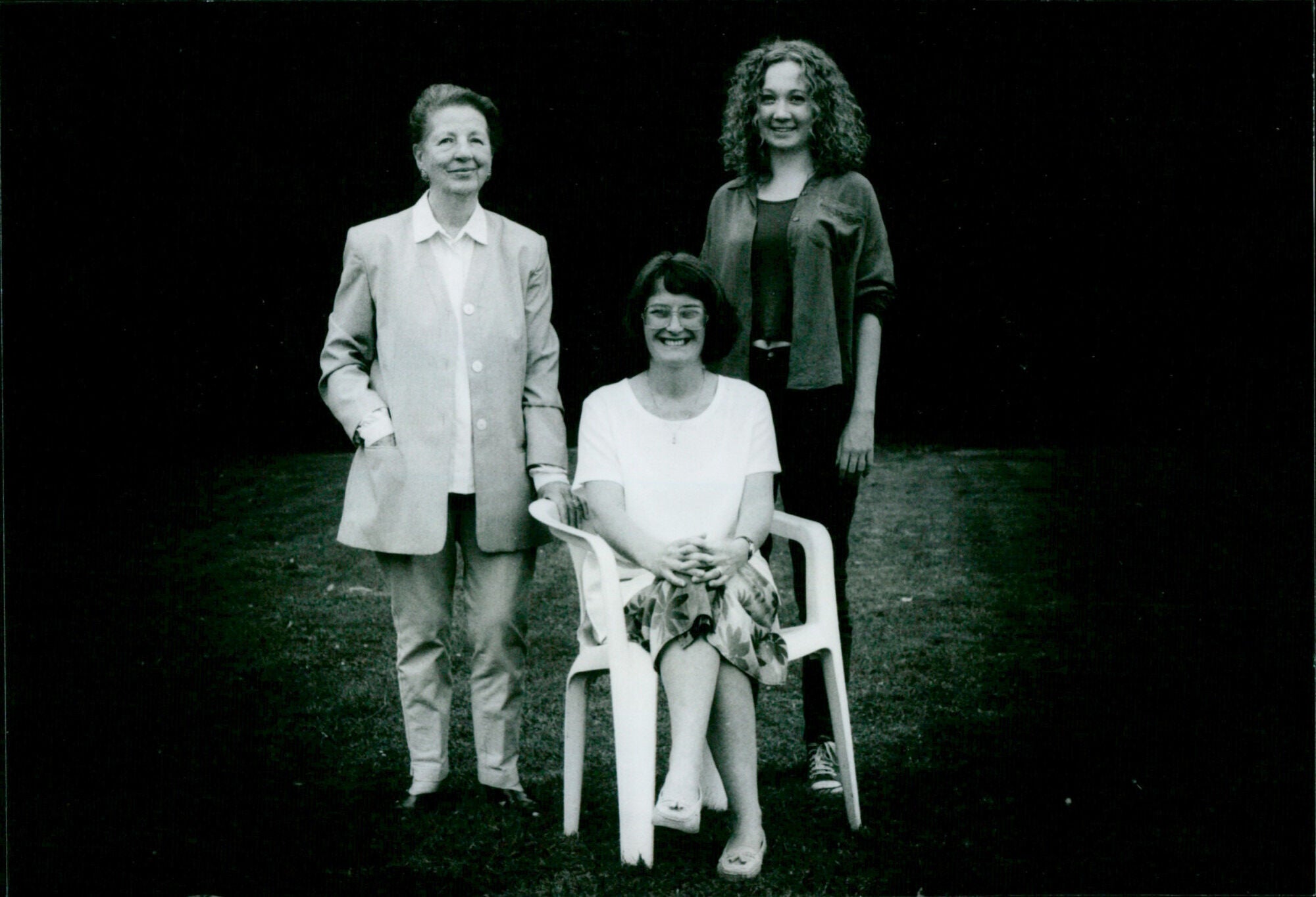 Hazel Howarth, Joan Weeden, and Sally Guy pose for a photo. - Vintage