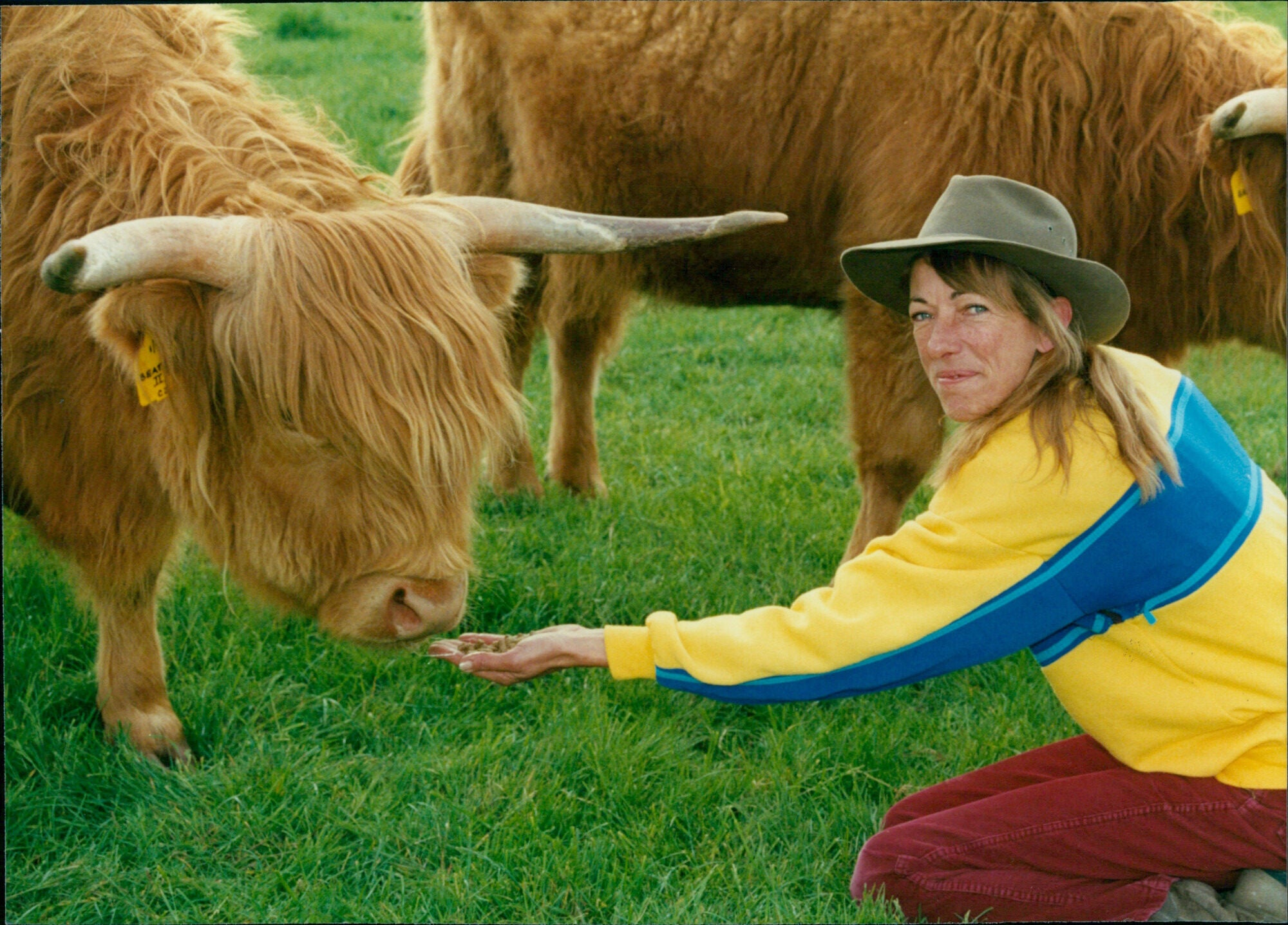 Explorer Christina Dodwell poses with her book and equipment in the Am
