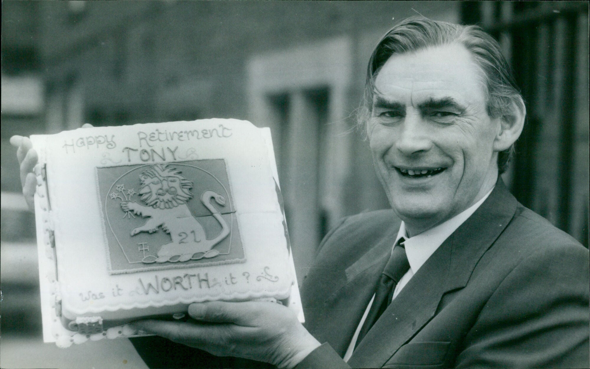 Tony Worth, a brewery managing director, celebrates his retirement aft