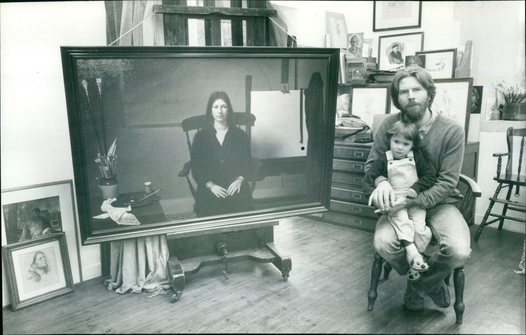 Traditional painter Robert Wraith and his daughter Francesca with a pa