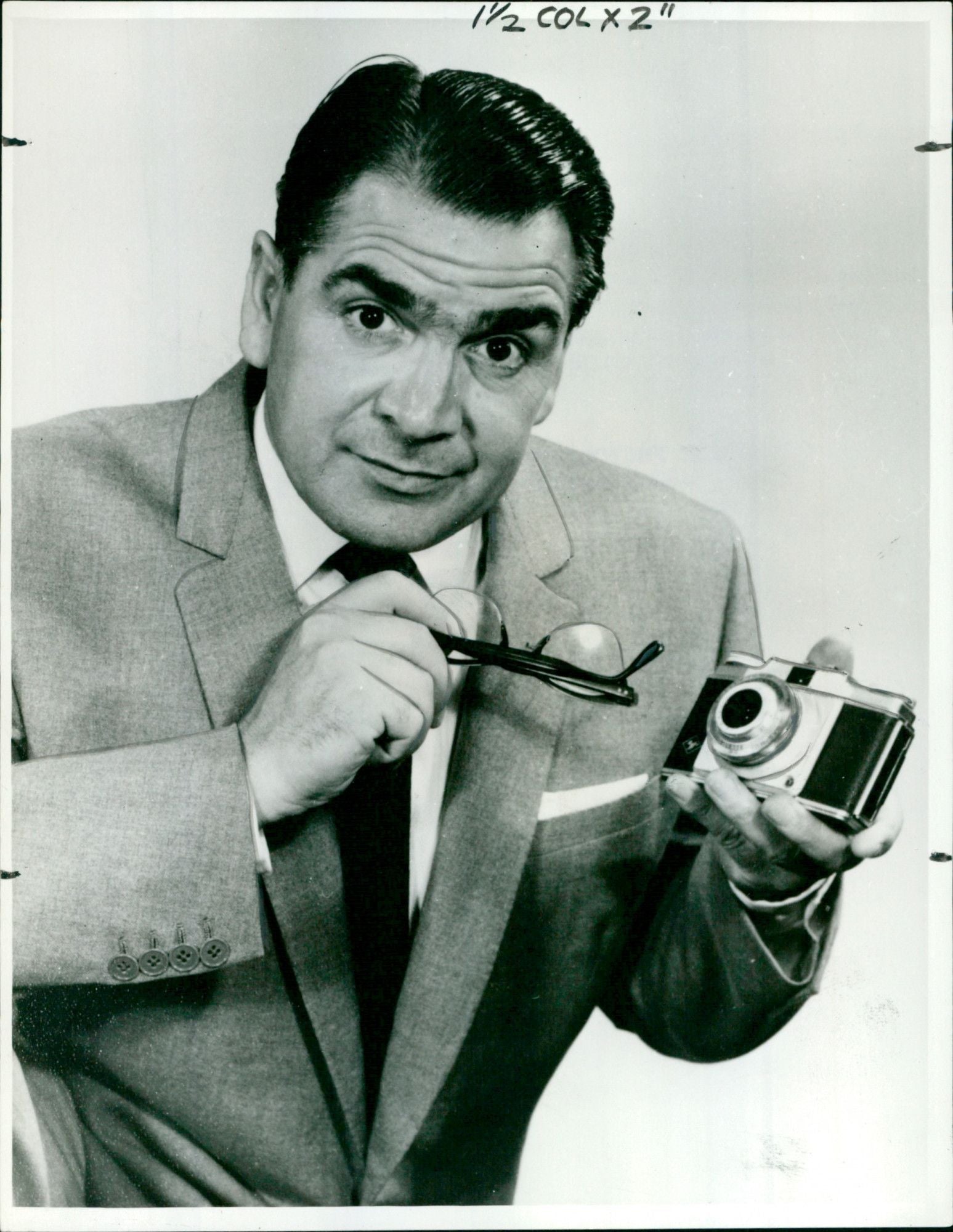 Harry Worth in character for the BBC television series "Here's Harry".