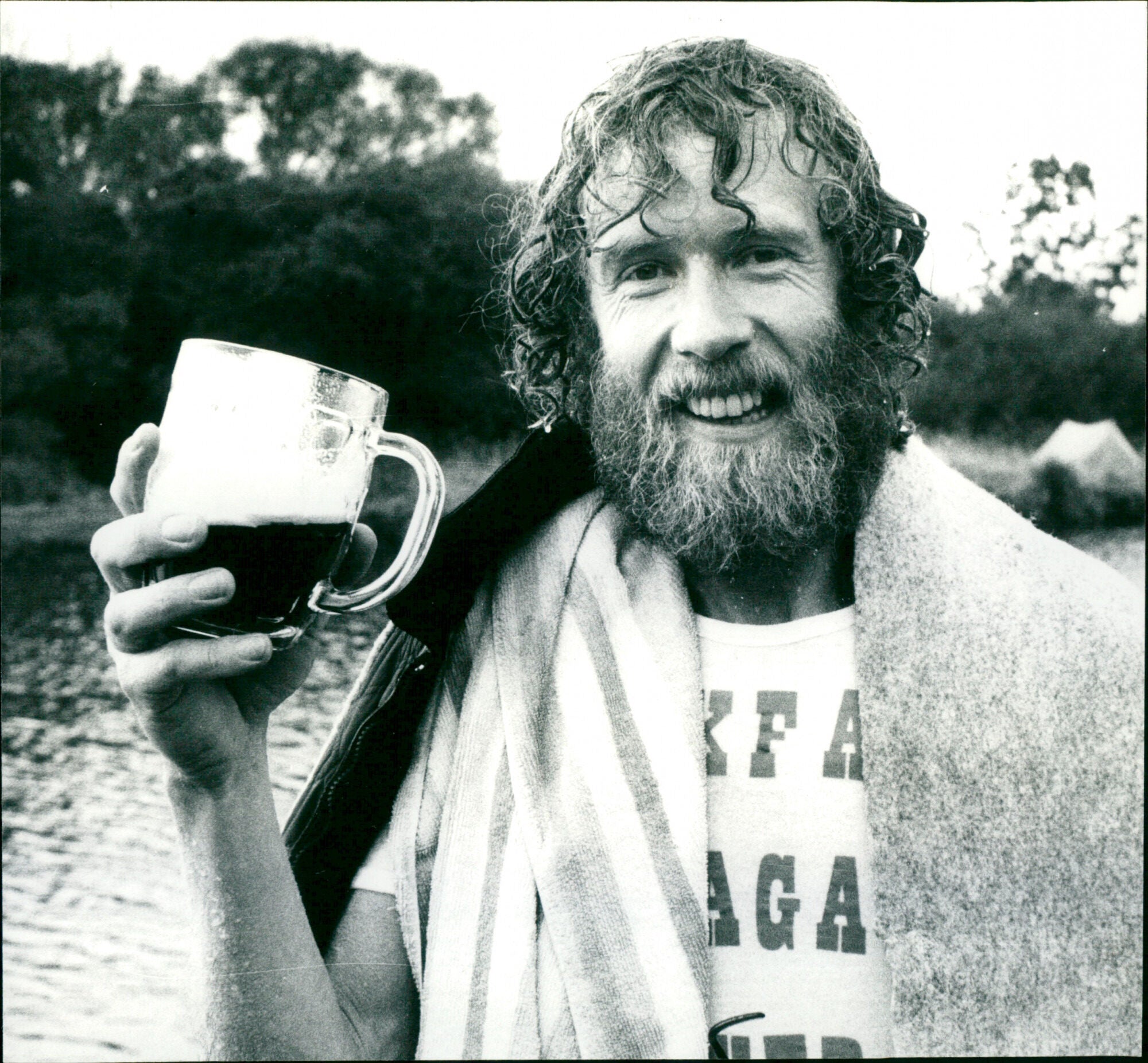 Bill Yates jumps in the River Thames at Wolvercote to raise money for
