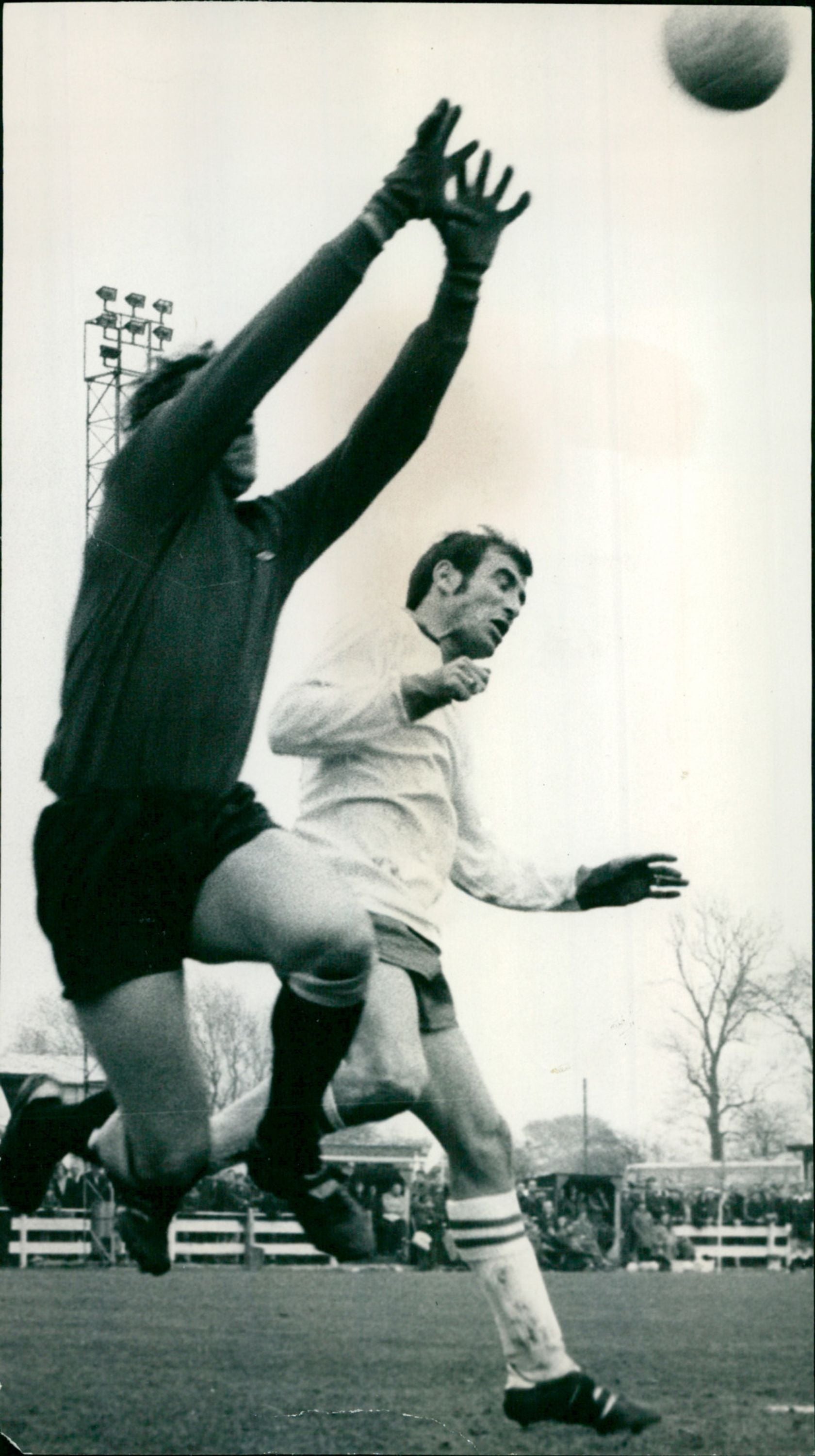 Tony Foster, Banbury striker, tackling a goalkeeper - Vintage Photogra