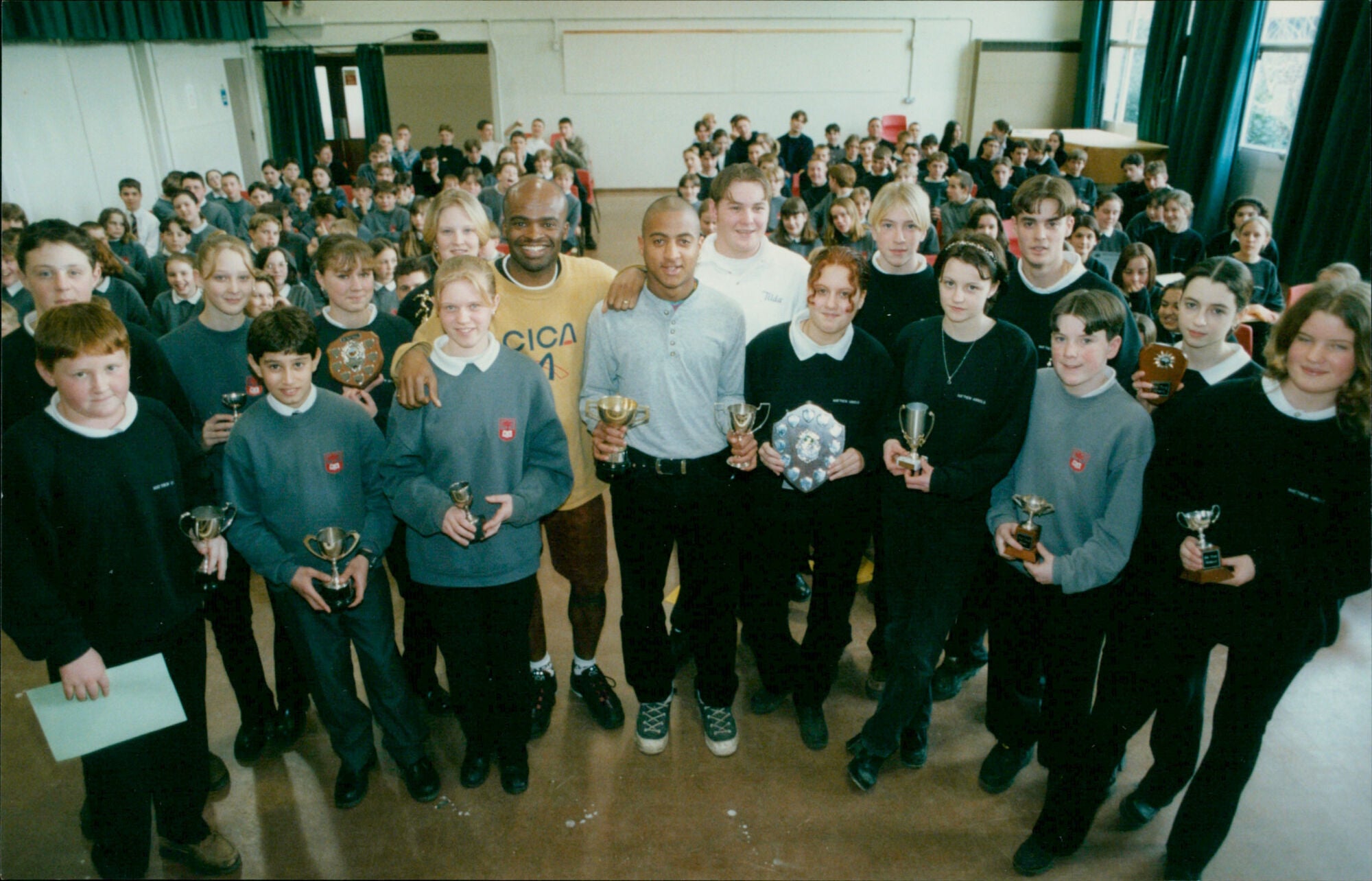 British actor Kriss Akabusi visits Matthew Arnold School in Cumnor, Ox
