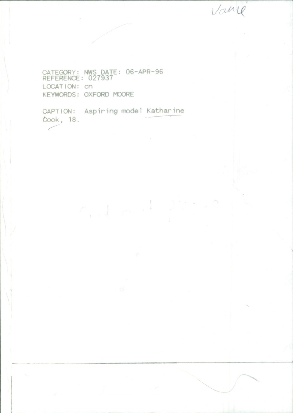 Aspiring model Katharine Cook, 18, poses for a photo. - Vintage Photog