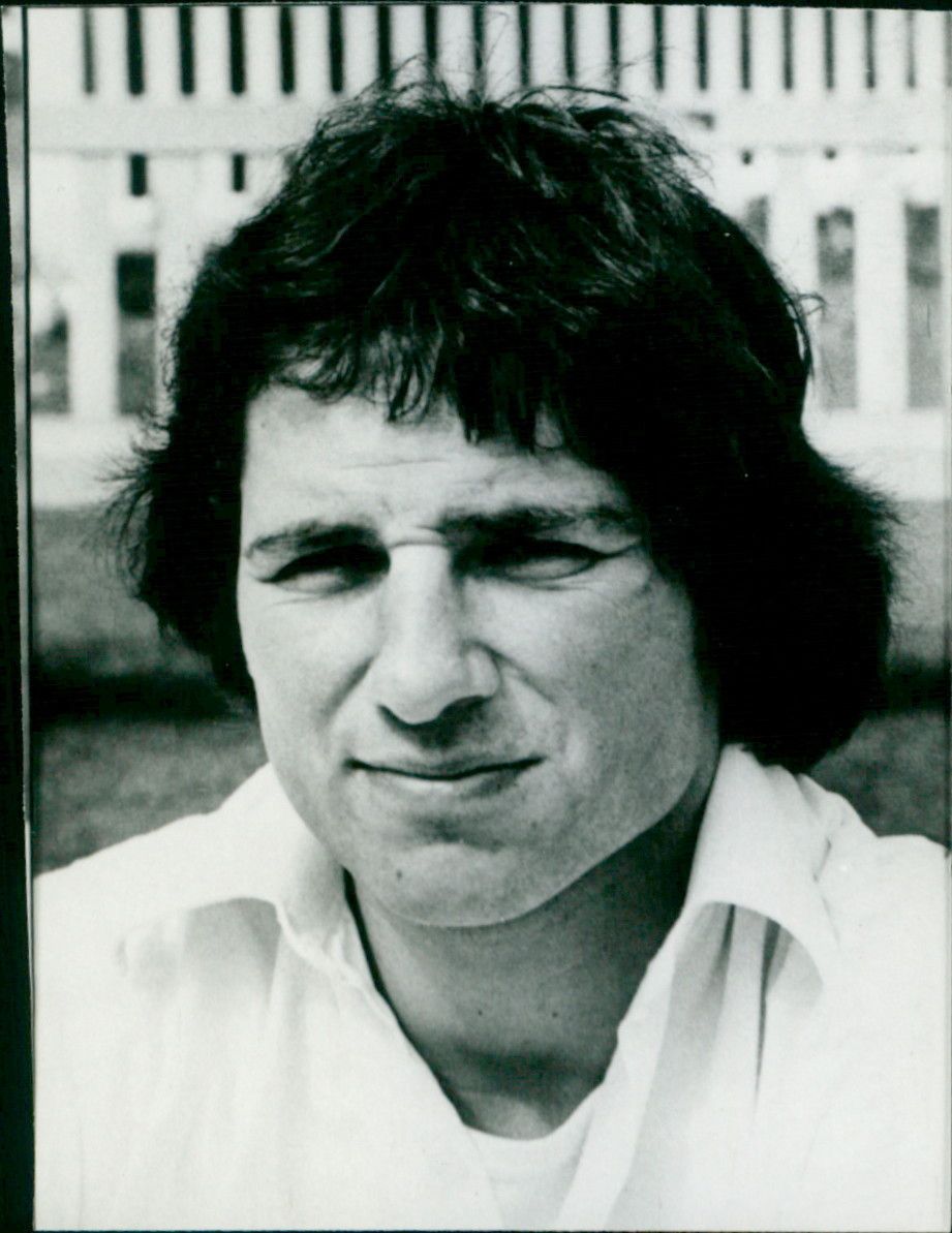 Mark Benson playing cricket in April 1979. - Vintage Photograph