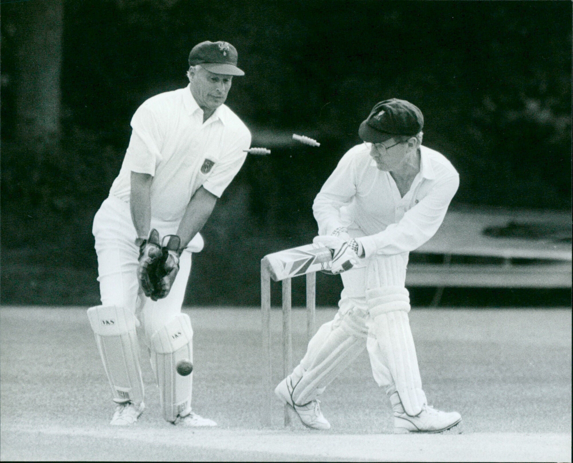 Peter Fenn is bowled out during the Oxon Over-50s cricket game. - Vint