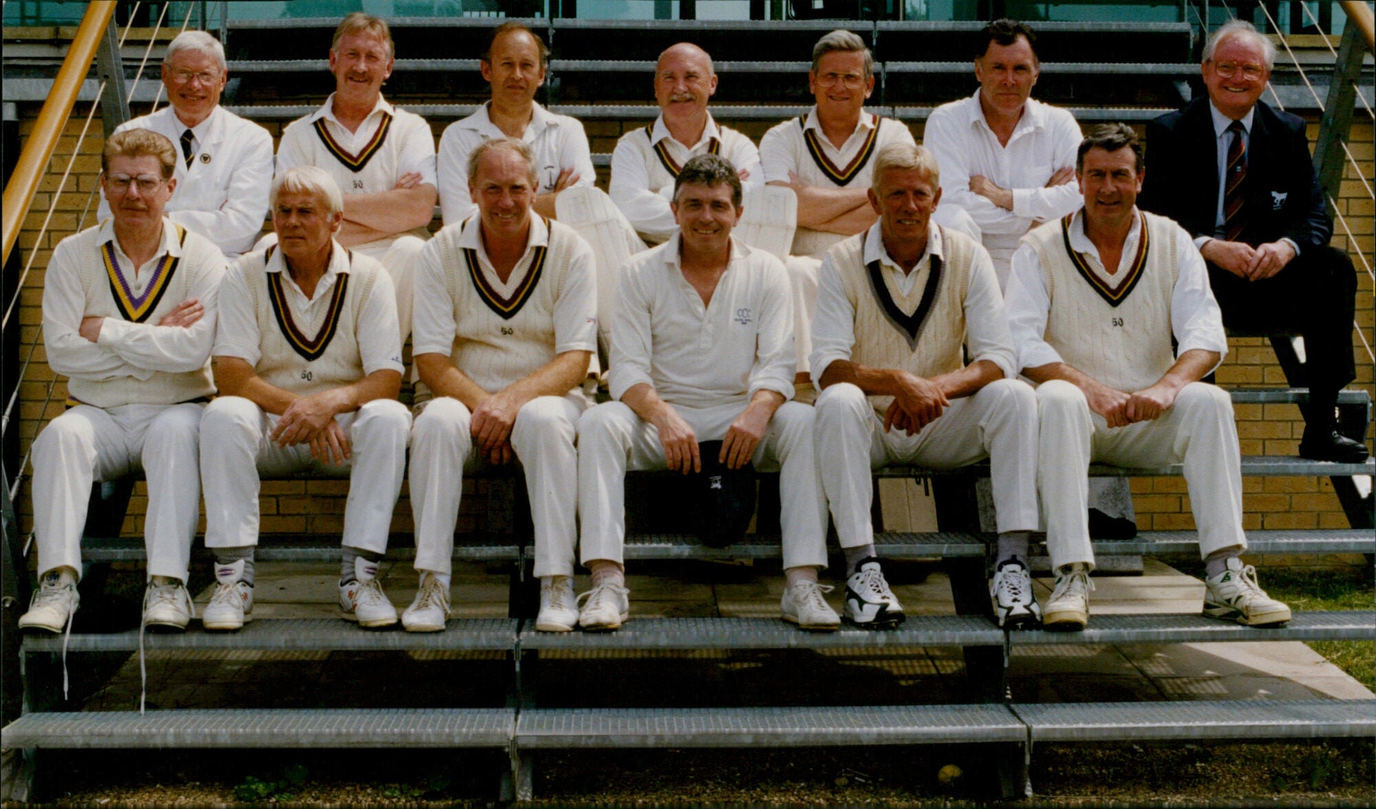 Oxford bowler Brian Jeffries and Roger Busby in a cricket match agains