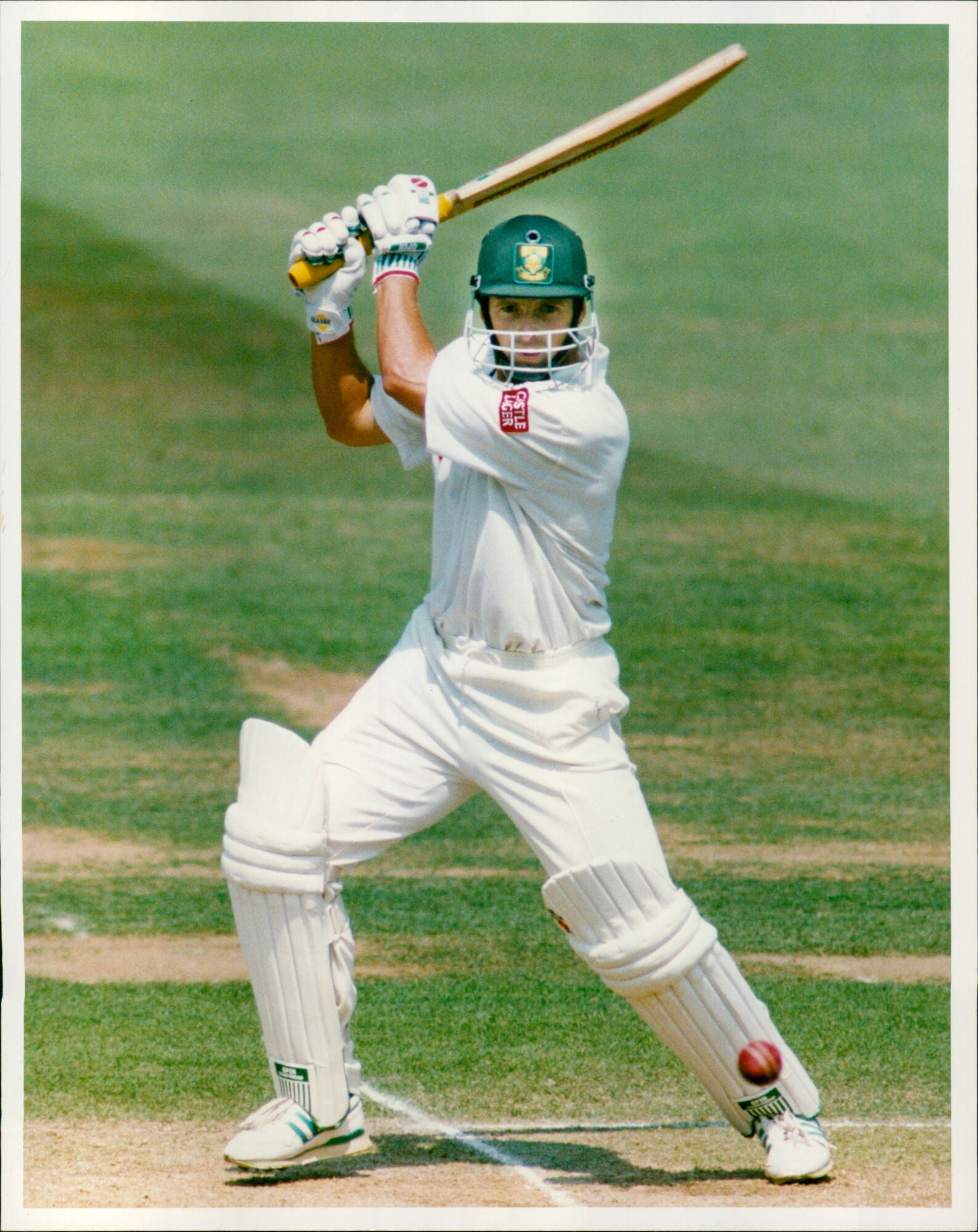South African cricketer Gary Kirsten playing a shot during a match in