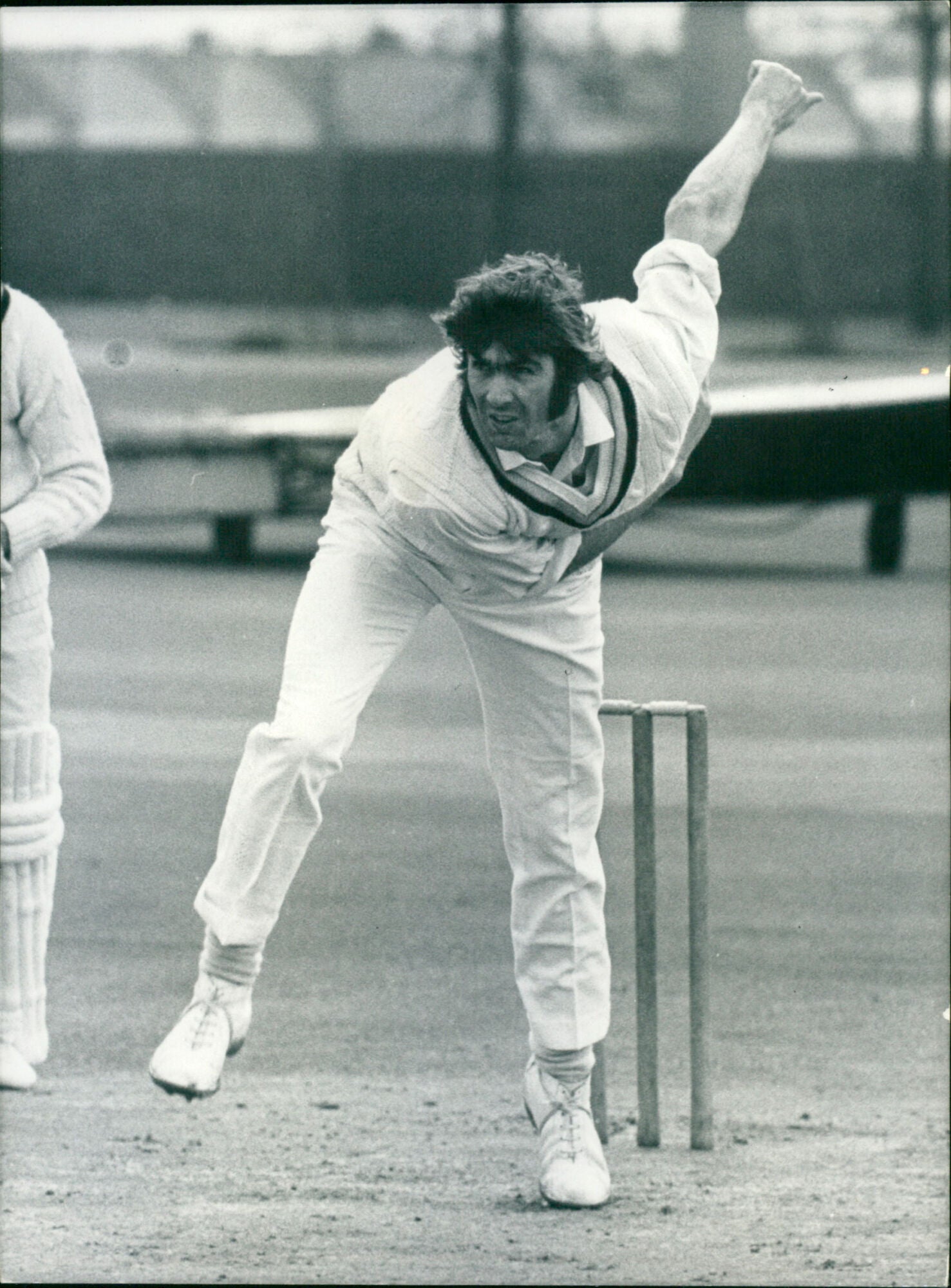 England fast bowler Alan Ward leads the Derby attack against Oxford Un