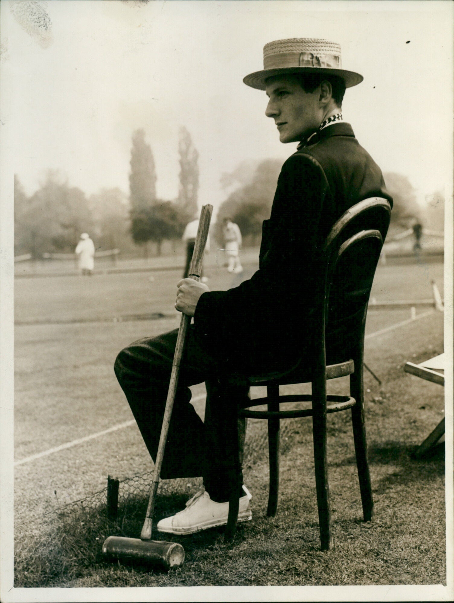 Englishman Bryan Lloyd Prale poses for a photograph while dressed in a