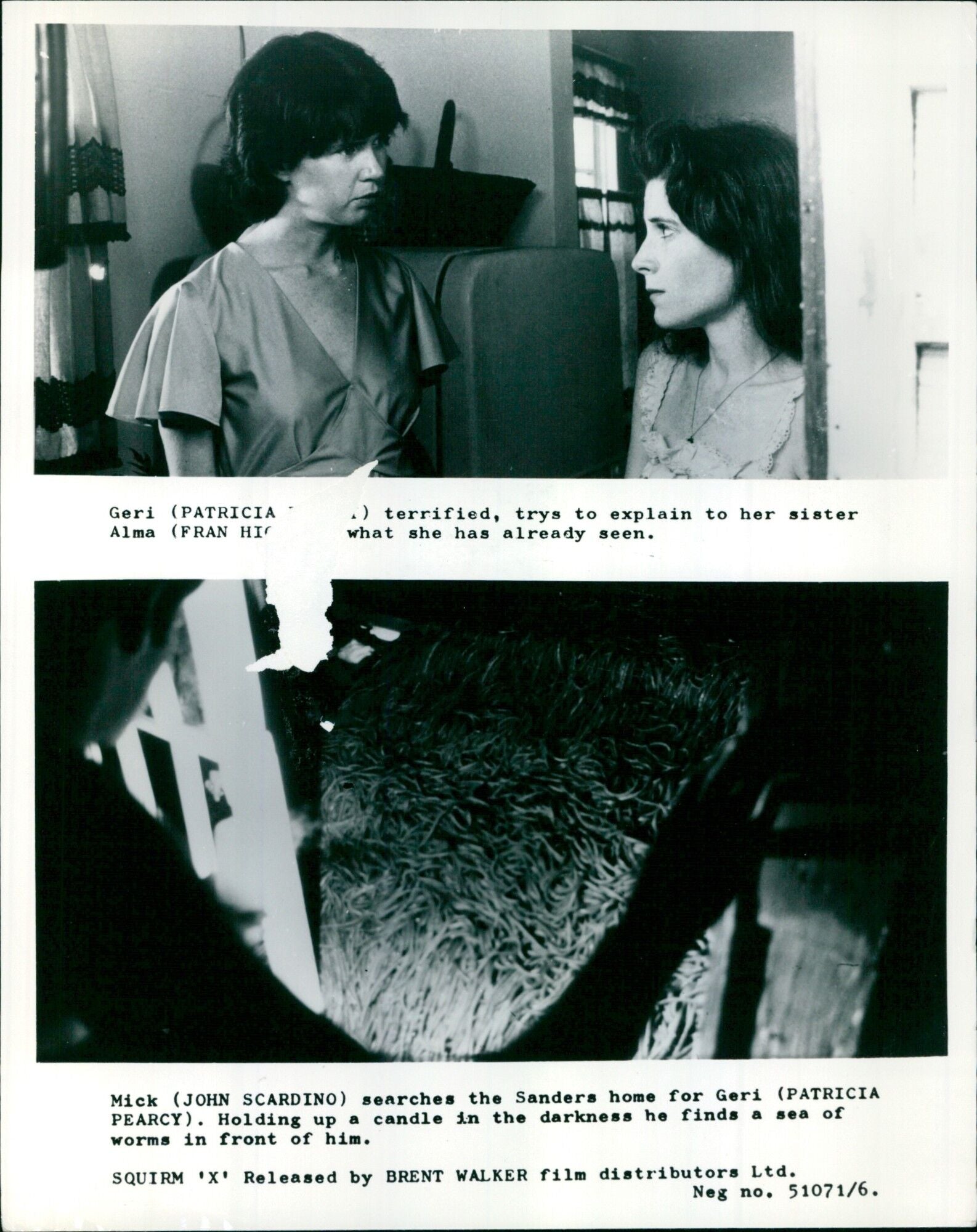 Mick searches the Sanders home for Geri in 1976 horror movie "Squirm".