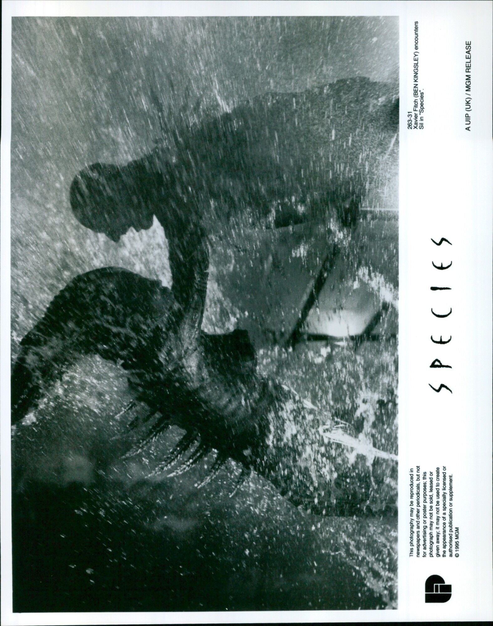 Actor Ben Kingsley encounters the alien Sil in a scene from "Species",