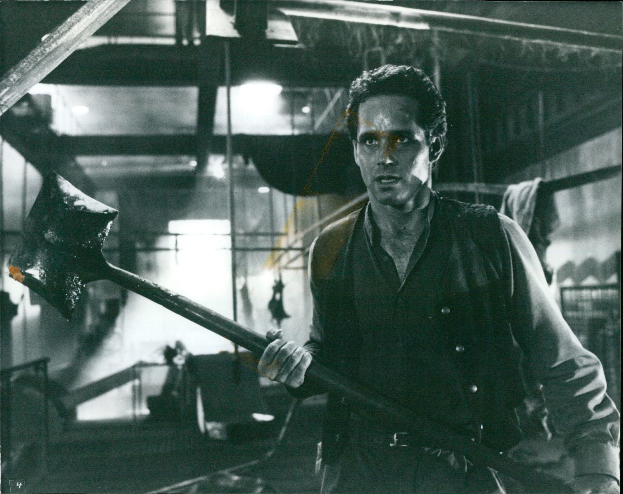 Actors Gregory Harrison, Arkie Whiteley and Bill Kerr pose on the set