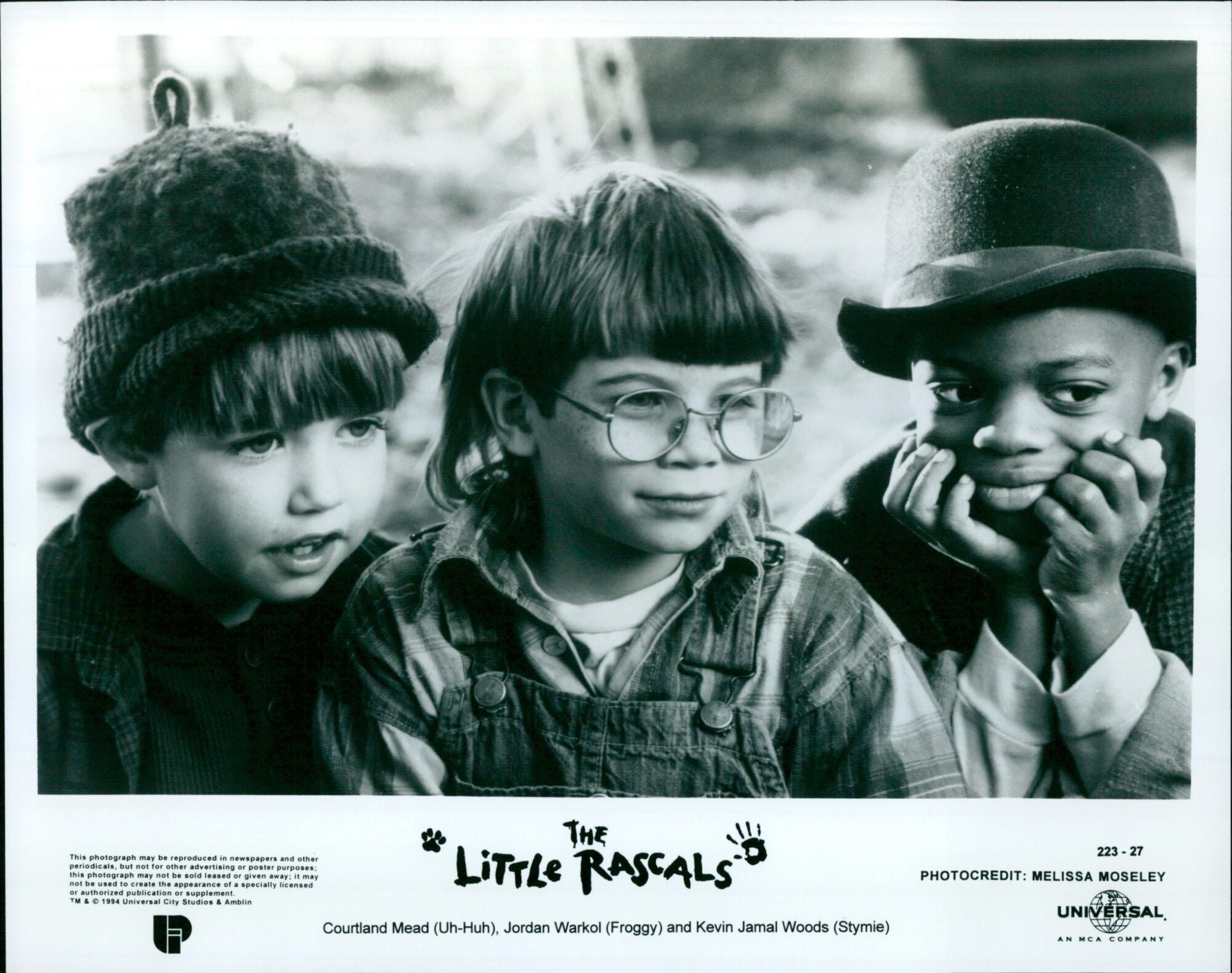 Three young actors from "The Little Rascals" pose for a photograph.