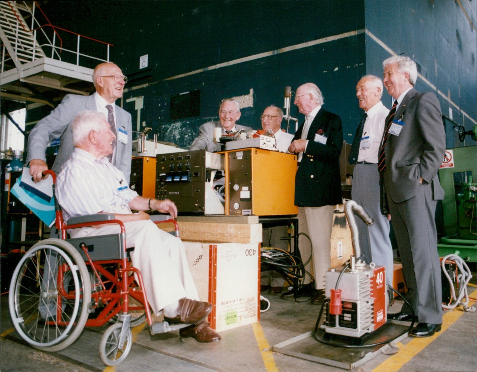 Seven former staff members of the Gleep Reactor reunite for the facili