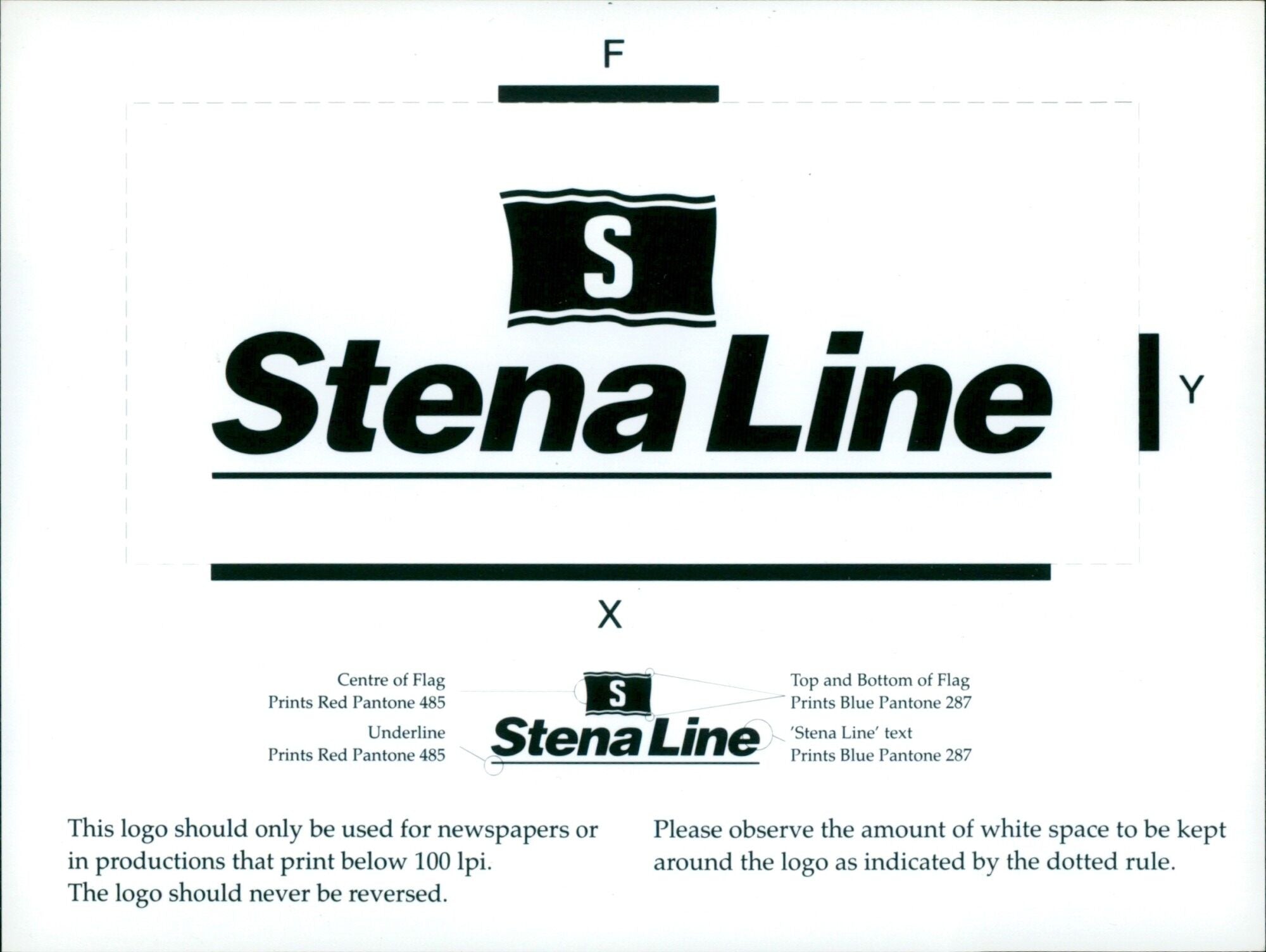 The Stena Line logo is printed in red and blue Pantone colors on a whi