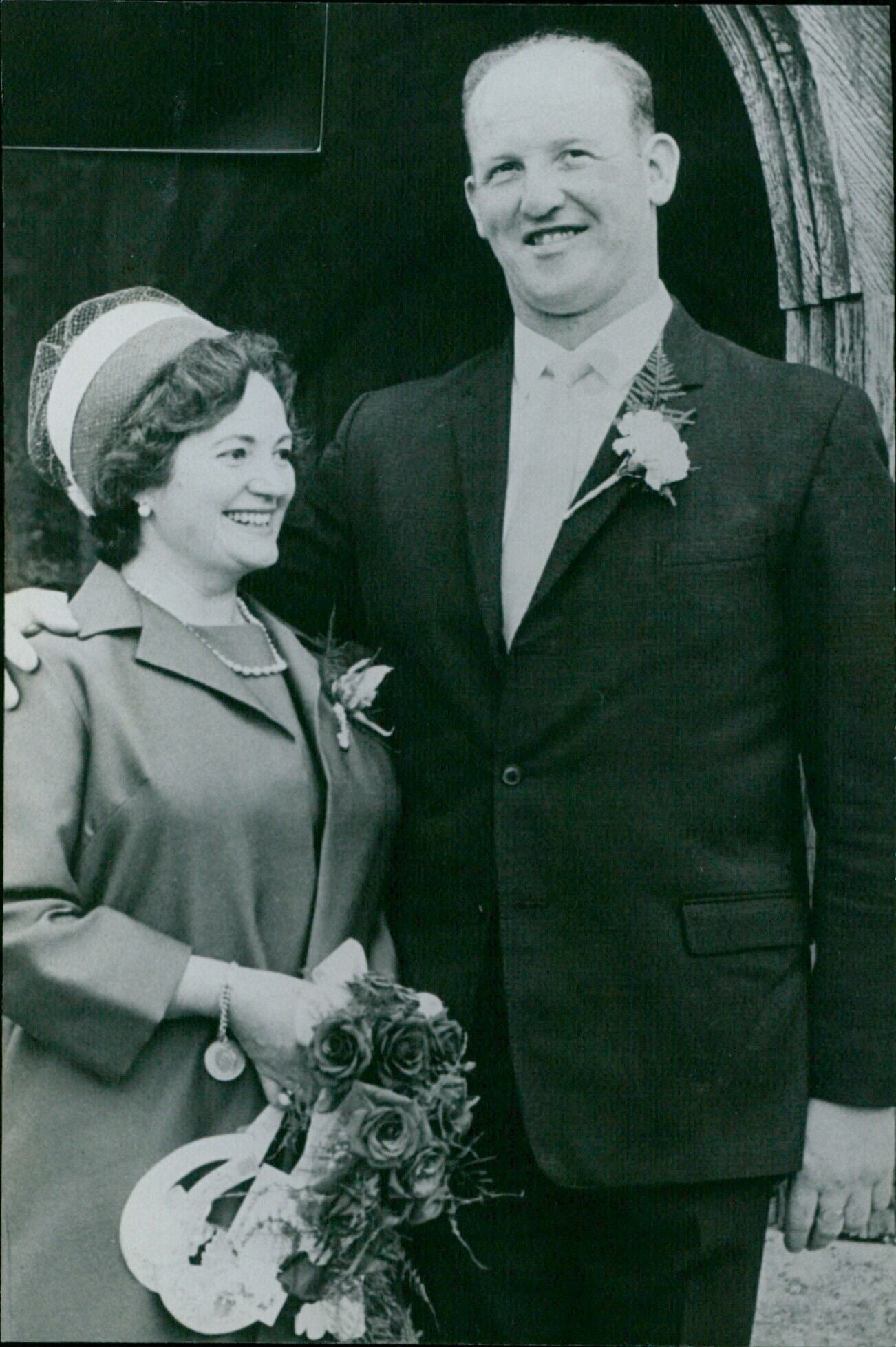Ken Smith and his wife Maria pose for a portrait. - Vintage Photograph