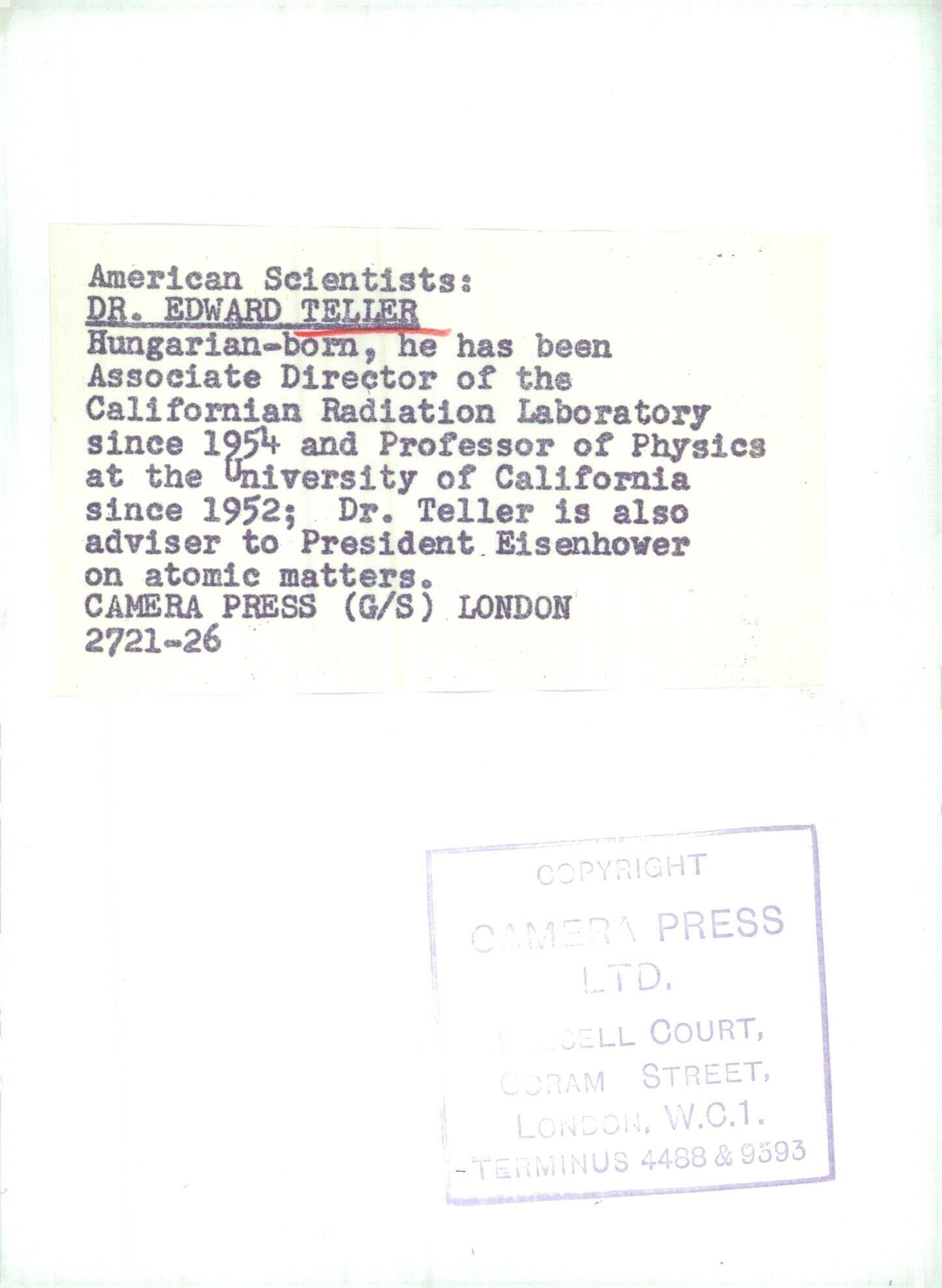 Dr. Edward Teller, Hungarian-born physicist and advisor to President E