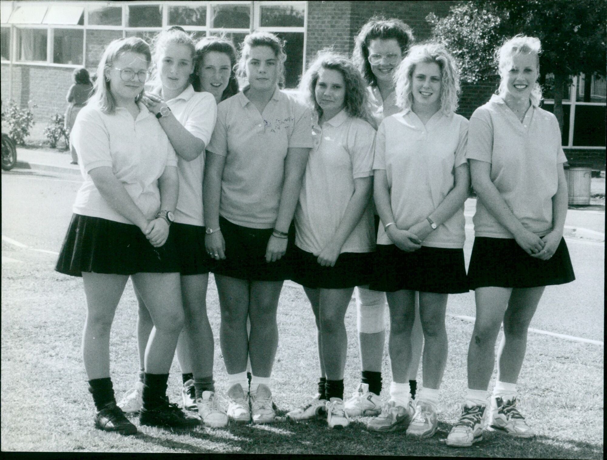 Larkmead Secondary School netball team in action. - Vintage Photograph