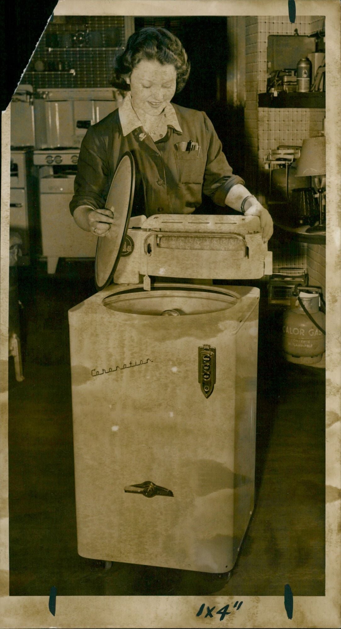 Coronation washing machine on display in retail store. - Vintage Photo