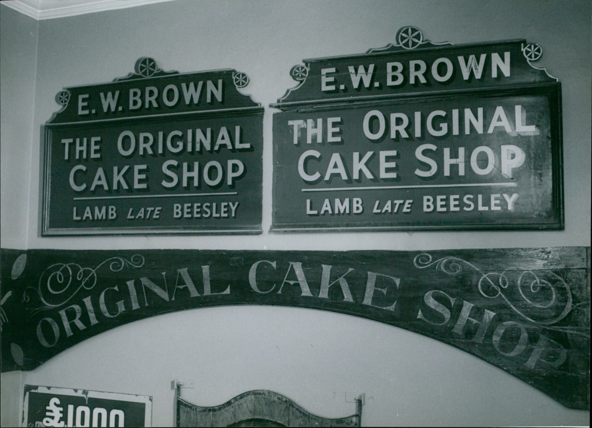 An original cake shop sign from Banbury Cakes on display at the Banbur