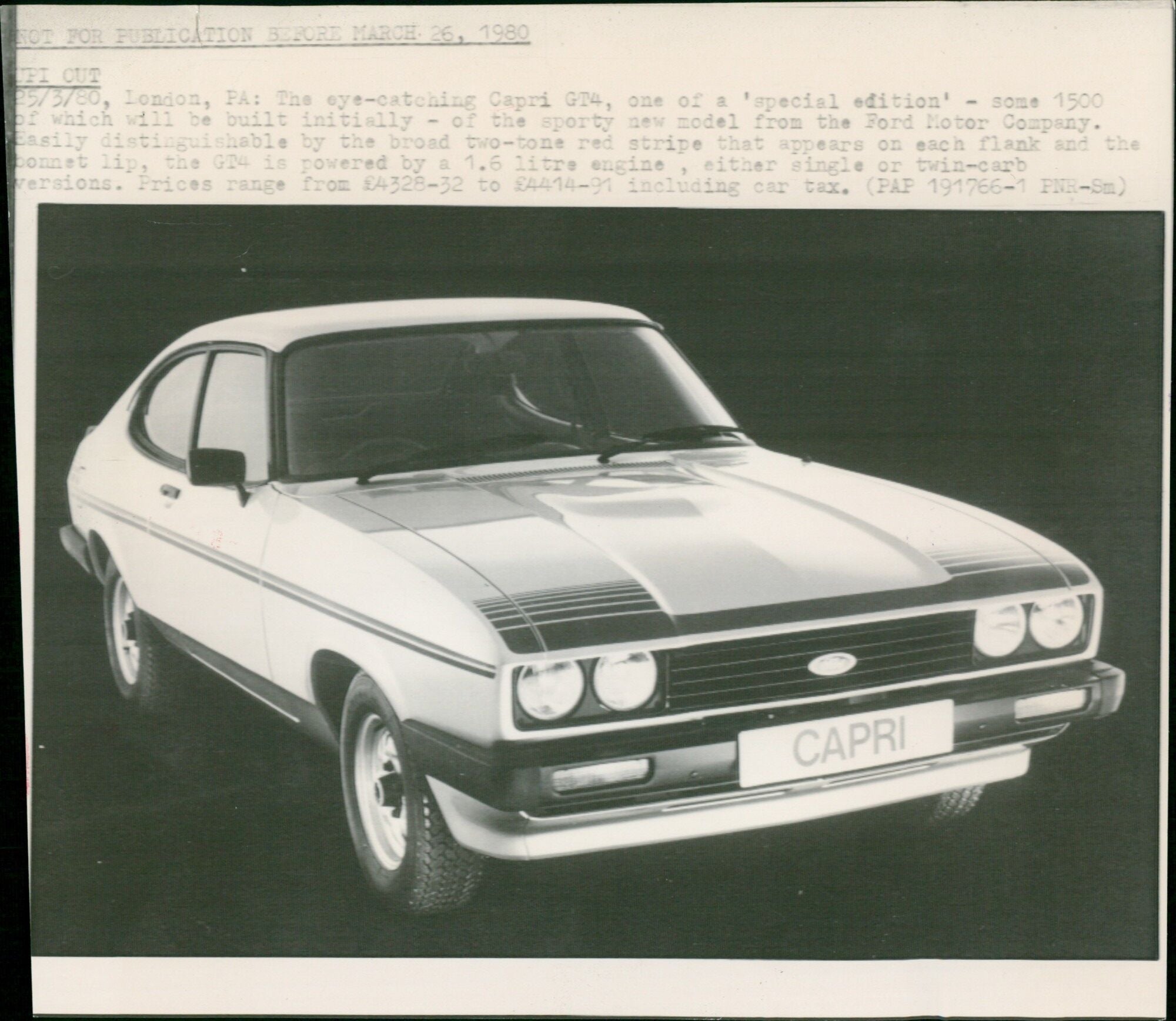 Ford Capri GT4 - Vintage Photograph