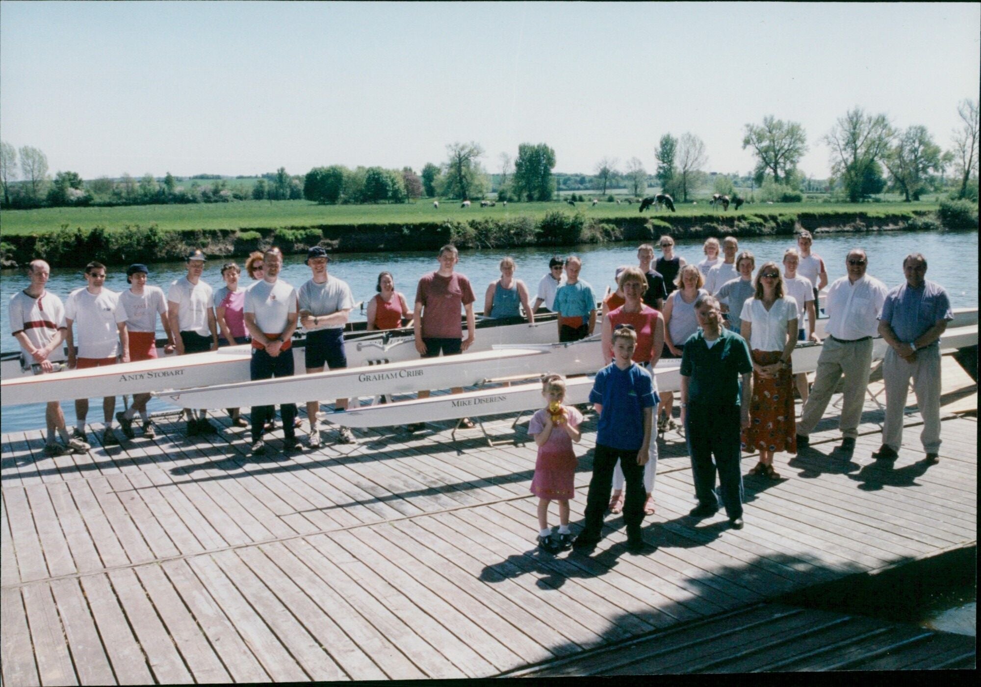 Members of Wallingford Rowing Club with their new boats at a boat nami