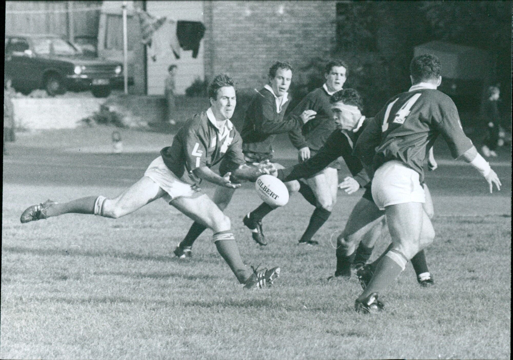 Gilbert University student Trish Jim Stapler playing rugby at Oxford U
