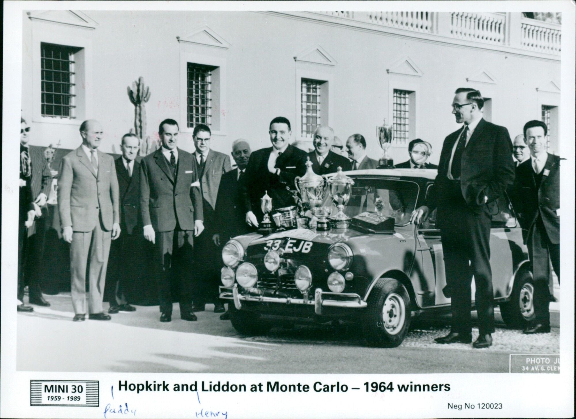 Patric Hopkirk and Henry Liddon, winners of the Monte Carlo Rally in 1