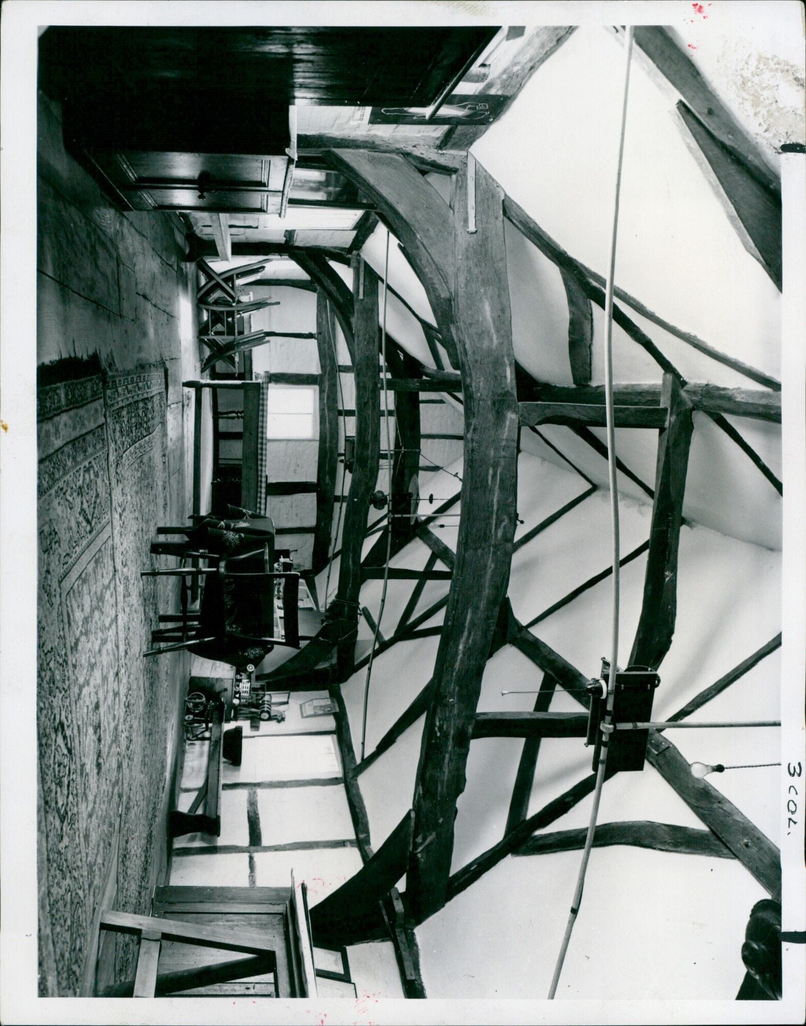 The upper room of the Courthouse in Long Crendon, England. - Vintage P