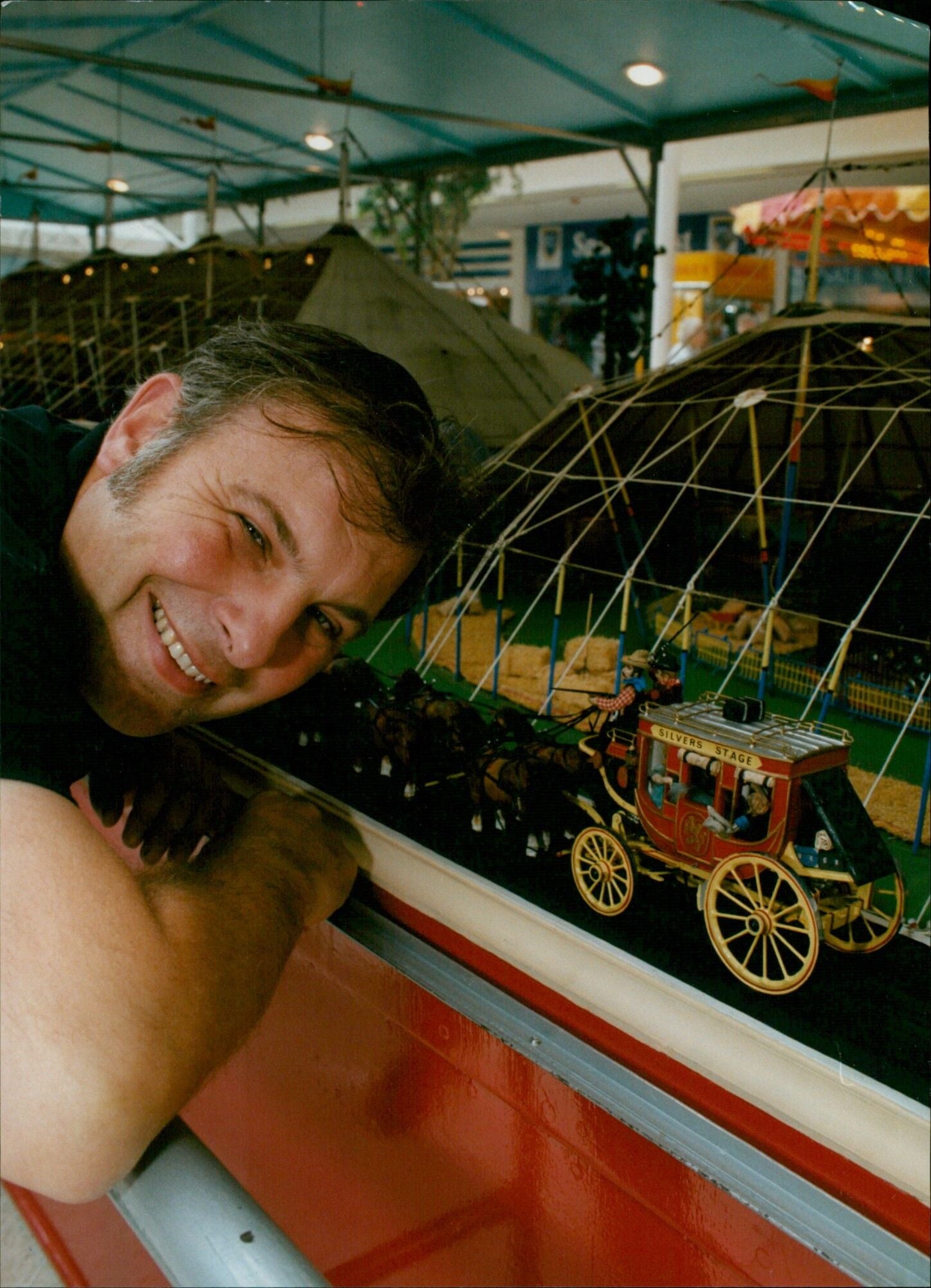 David Hardie shows off his model circus at Templars Square Shopping Ce