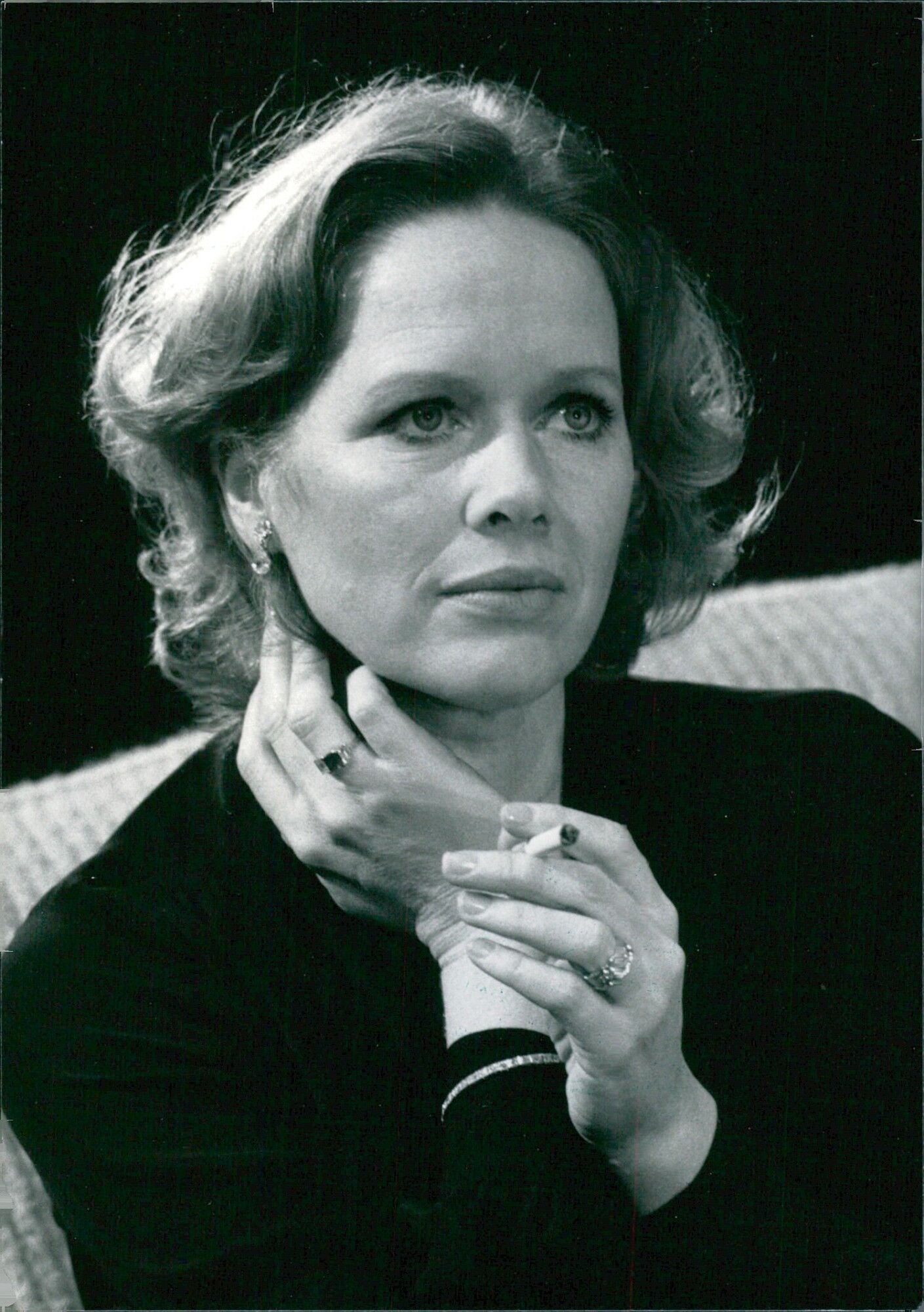 Norwegian actress Liv Ullmann poses for a photo in 1985. - Vintage Pho