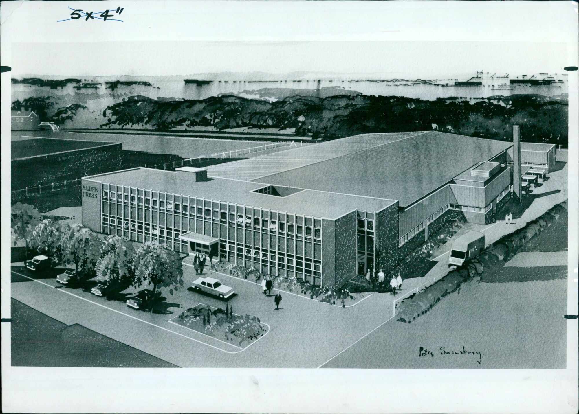 An artist's impression of the Alden Press factory being built at the O
