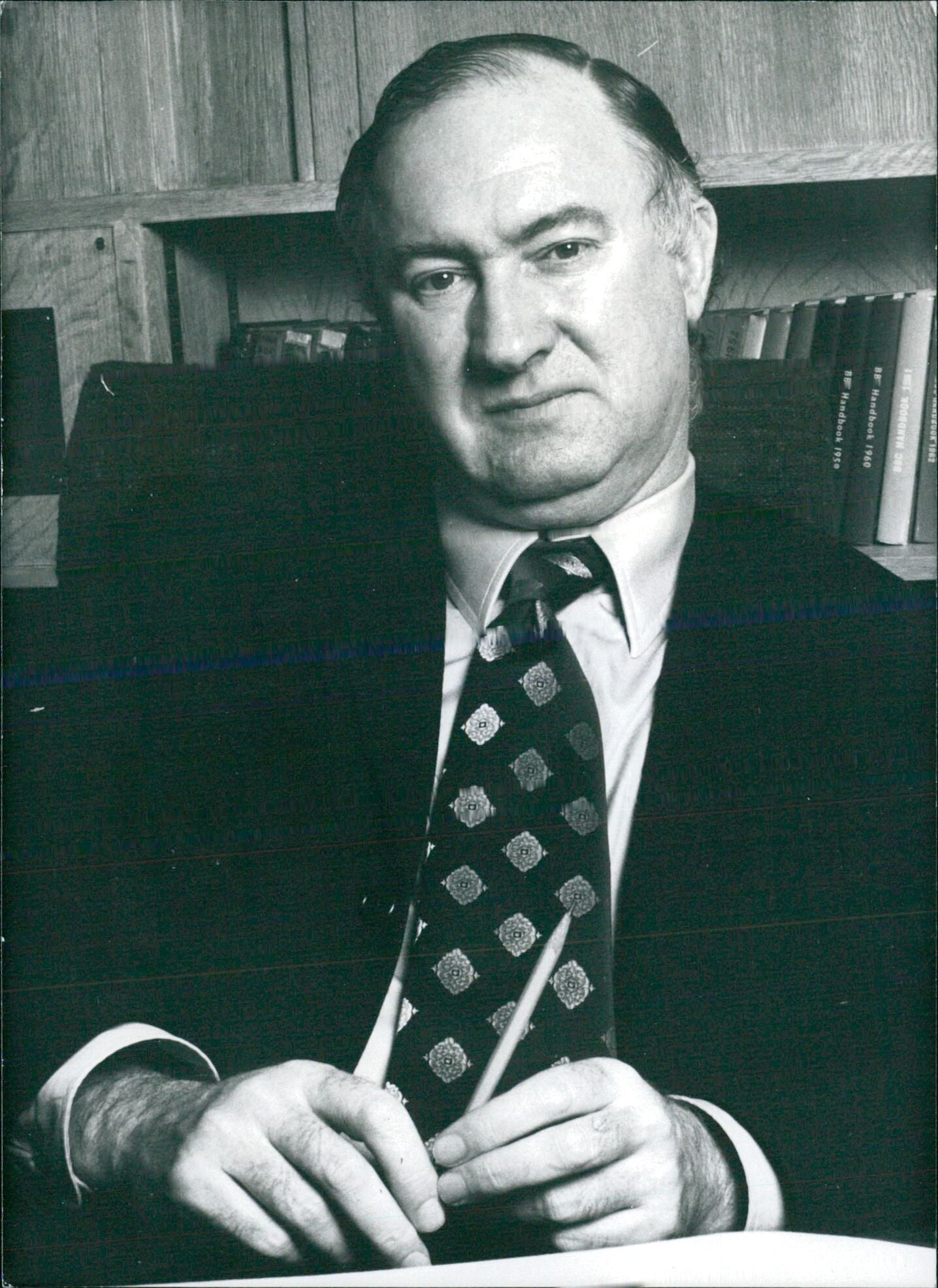 Charles Curran, Director-General of the BBC since 1969, poses for a ph