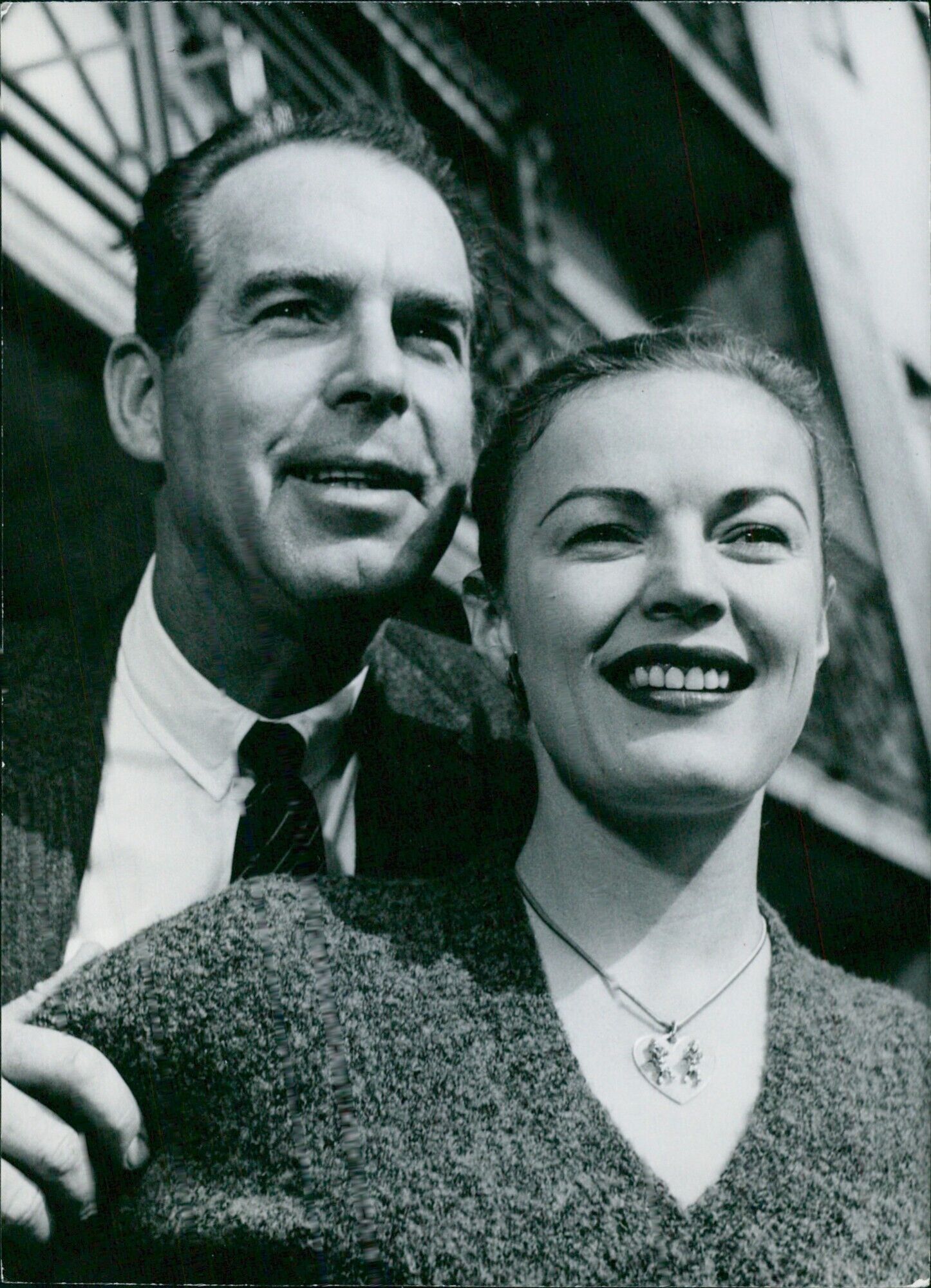Hollywood couple Fred MacMurray and June Haver pose for a portrait in
