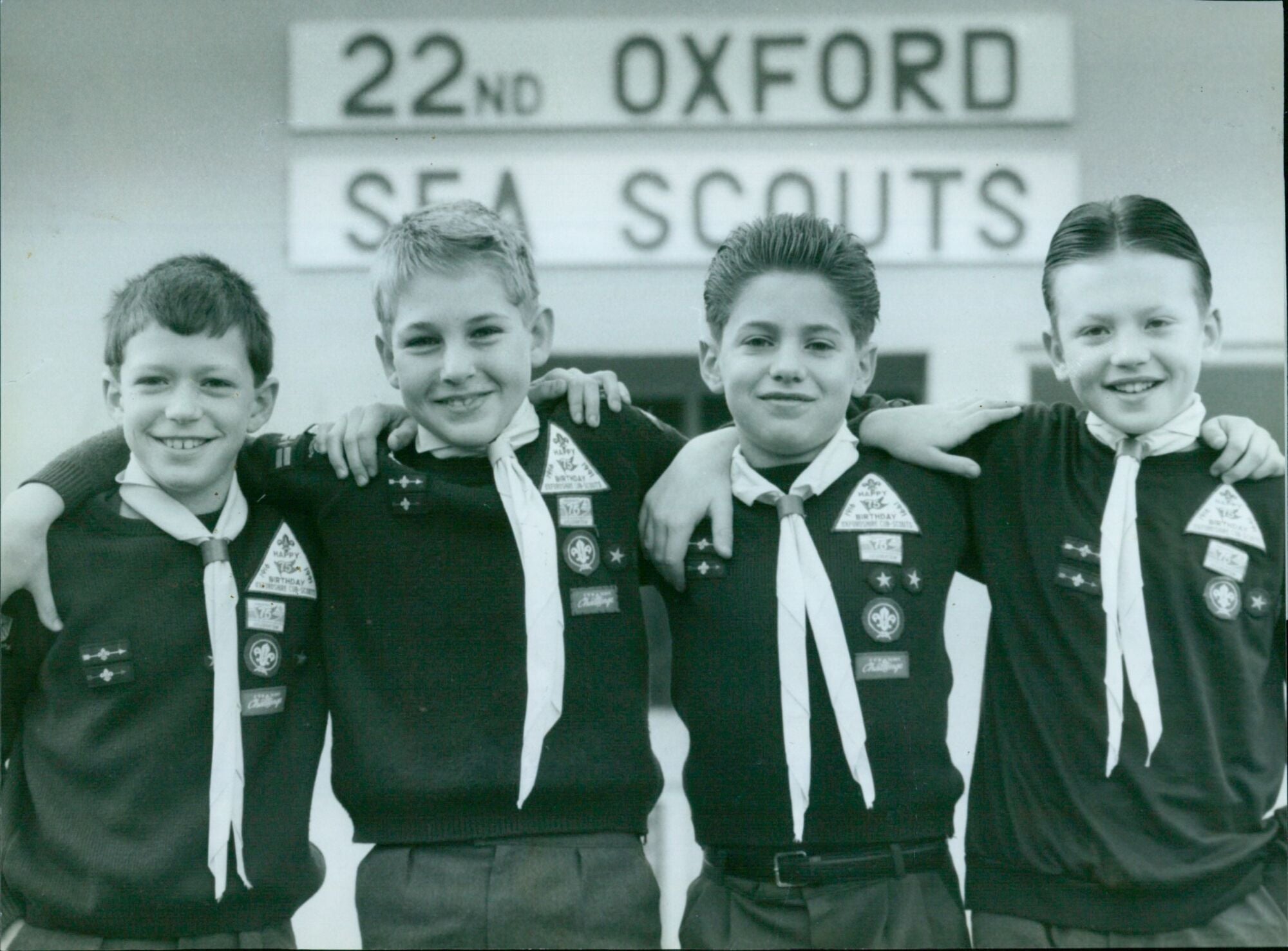 Ten members of the 22nd Oxford Sea Scouts receive awards. - Vintage Ph